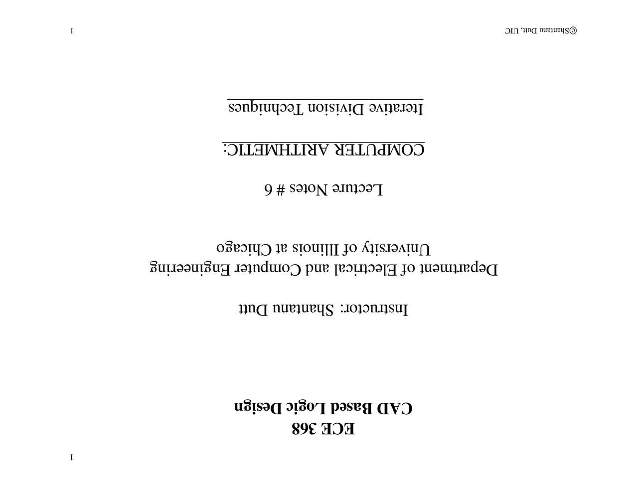 Cad Based Digital Design Computer Architecture Notes Ece 368