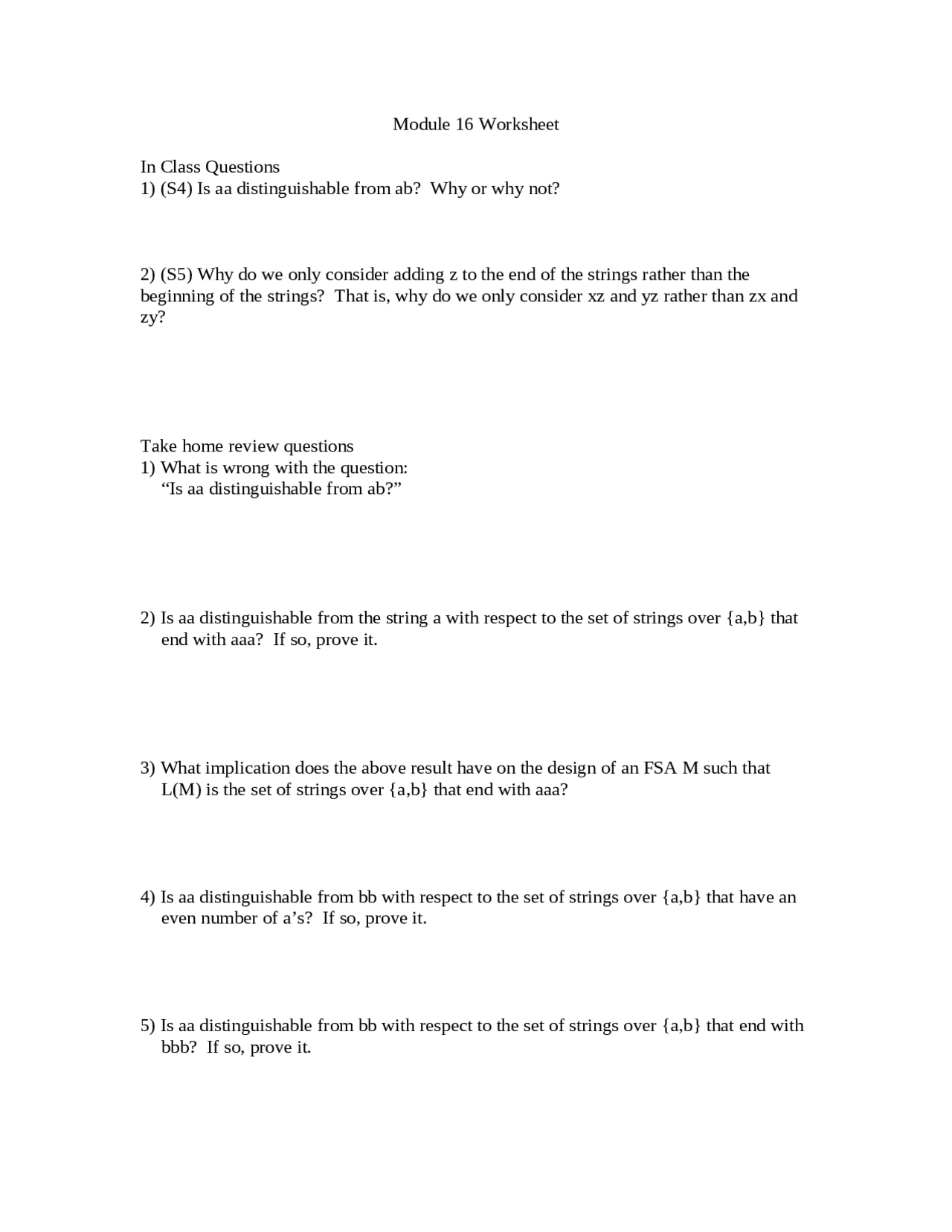 Is Aa Distinguishable From Ab Review Sheet Cse 460 Docsity