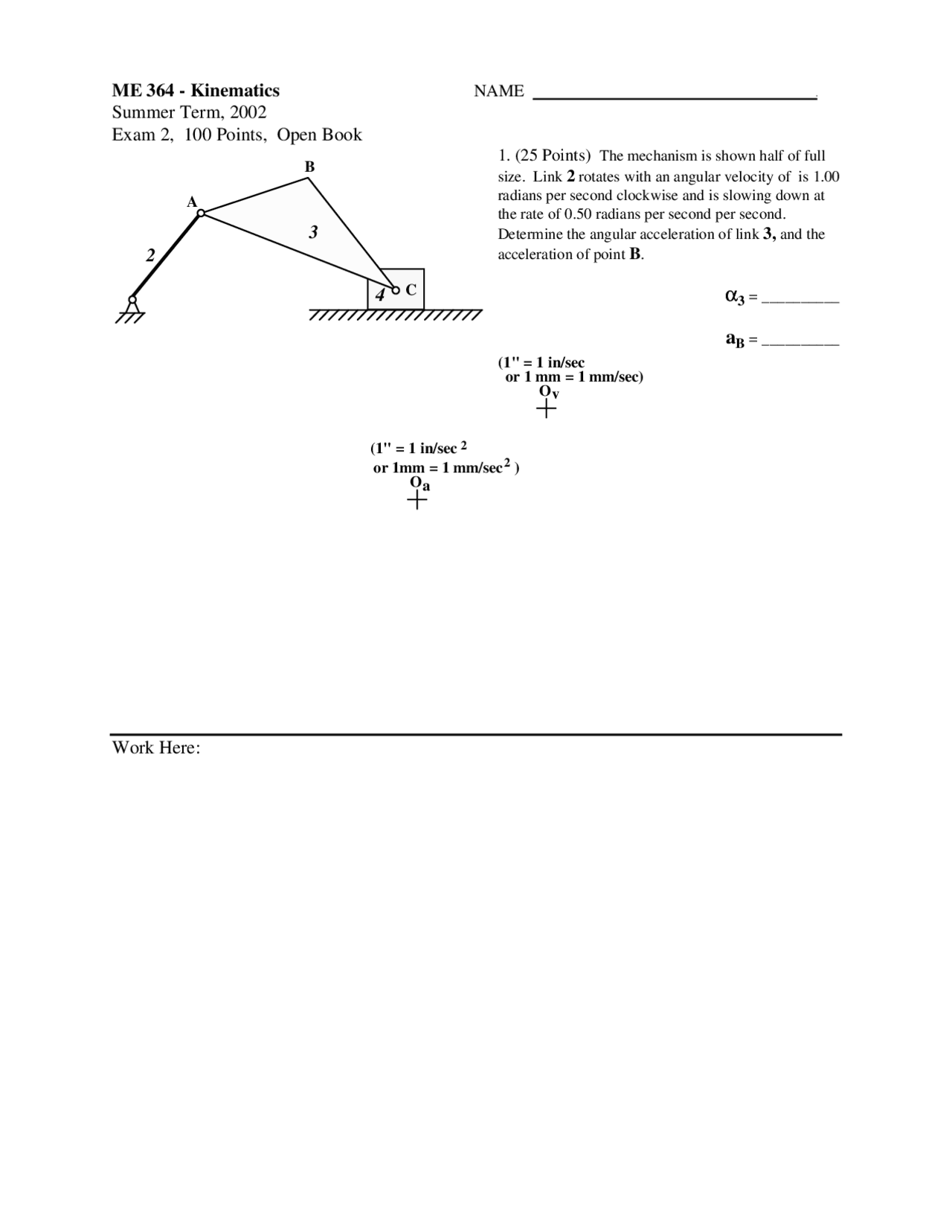 5 Questions in Exam - Kinematics / Dynamic Machine | MAE 364 - Docsity