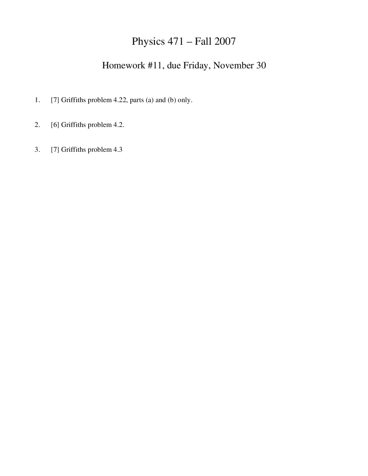 Homework 11 with 3 Practice Problems on Quantum Physics I | PHY 471 - Docsity