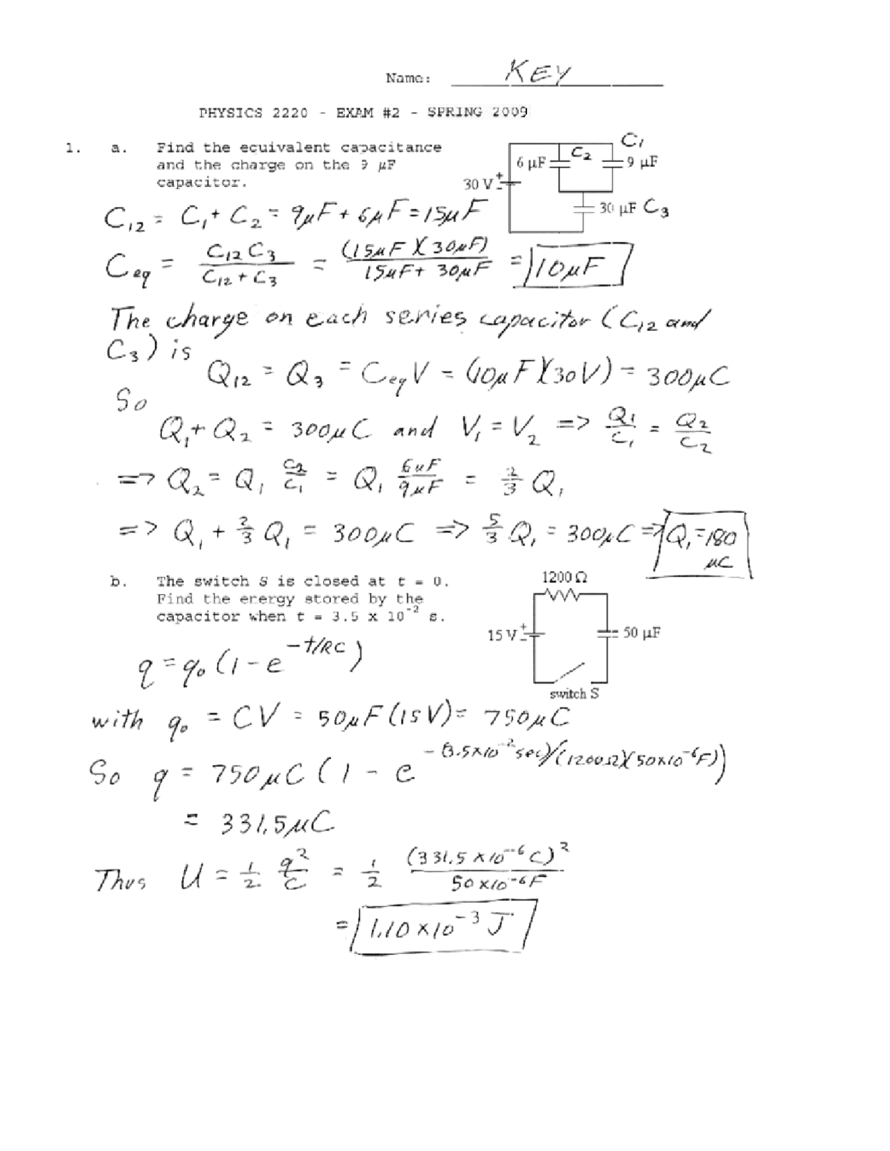 3 Solved Problems - Examination 2 | PHYS 2220 - Docsity