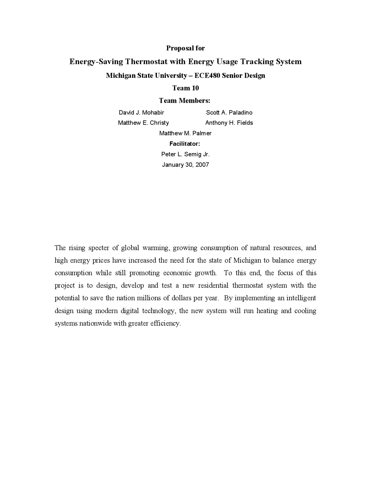 Energy Saving Thermostat With Energy Usage Tracking System Ece 480