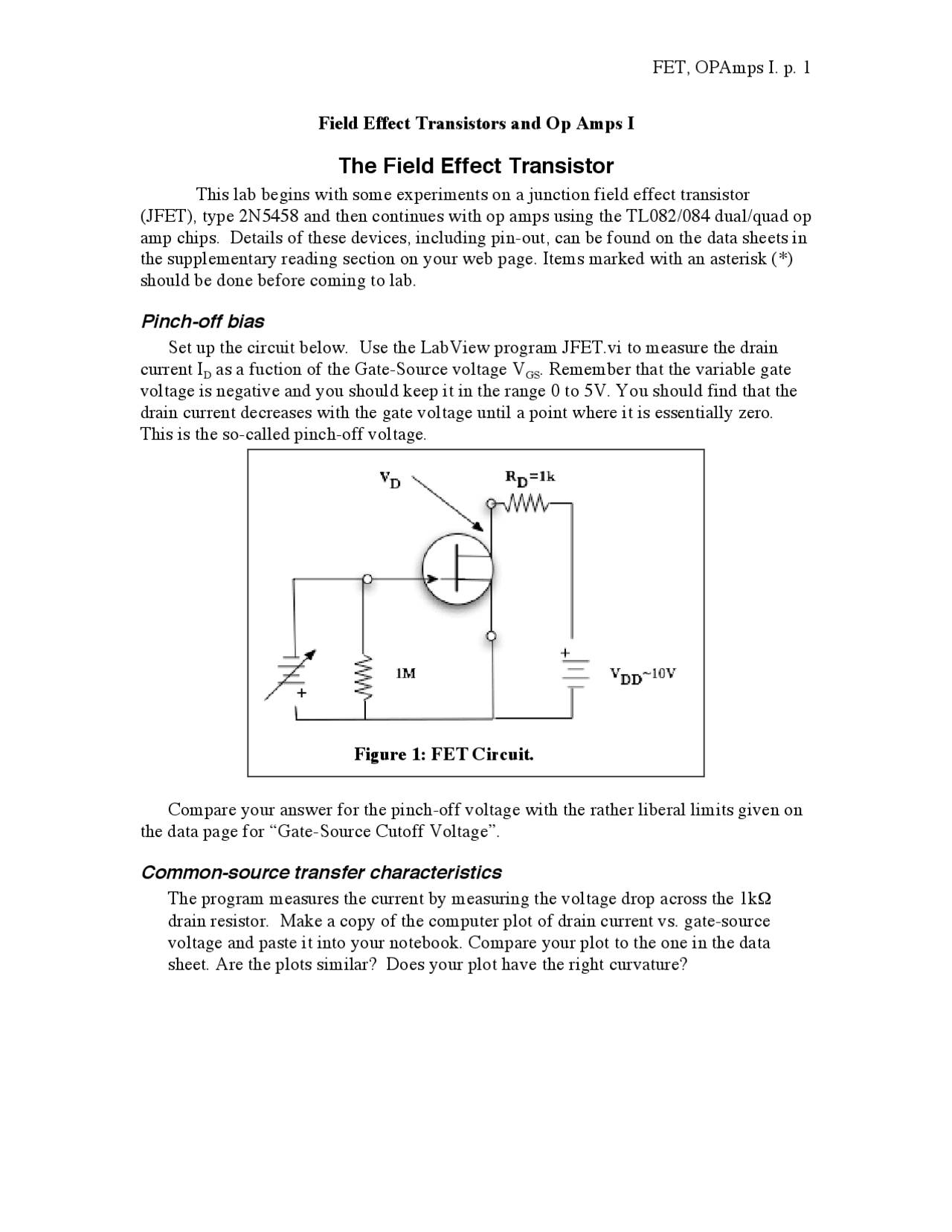 The Field Effect Transistors Lecture Notes Phy 440 Docsity