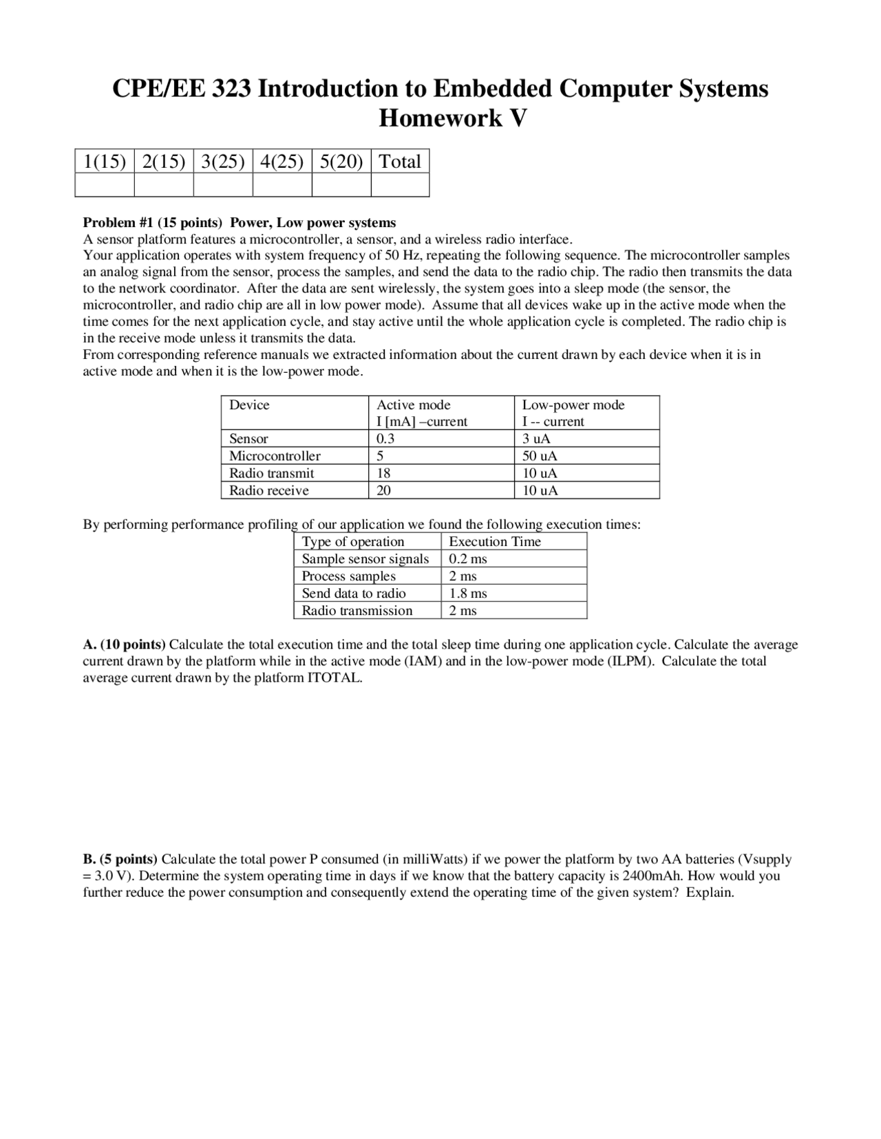 Homework V Introduction To Embedded Computer Systems Cpe 323 Docsity
