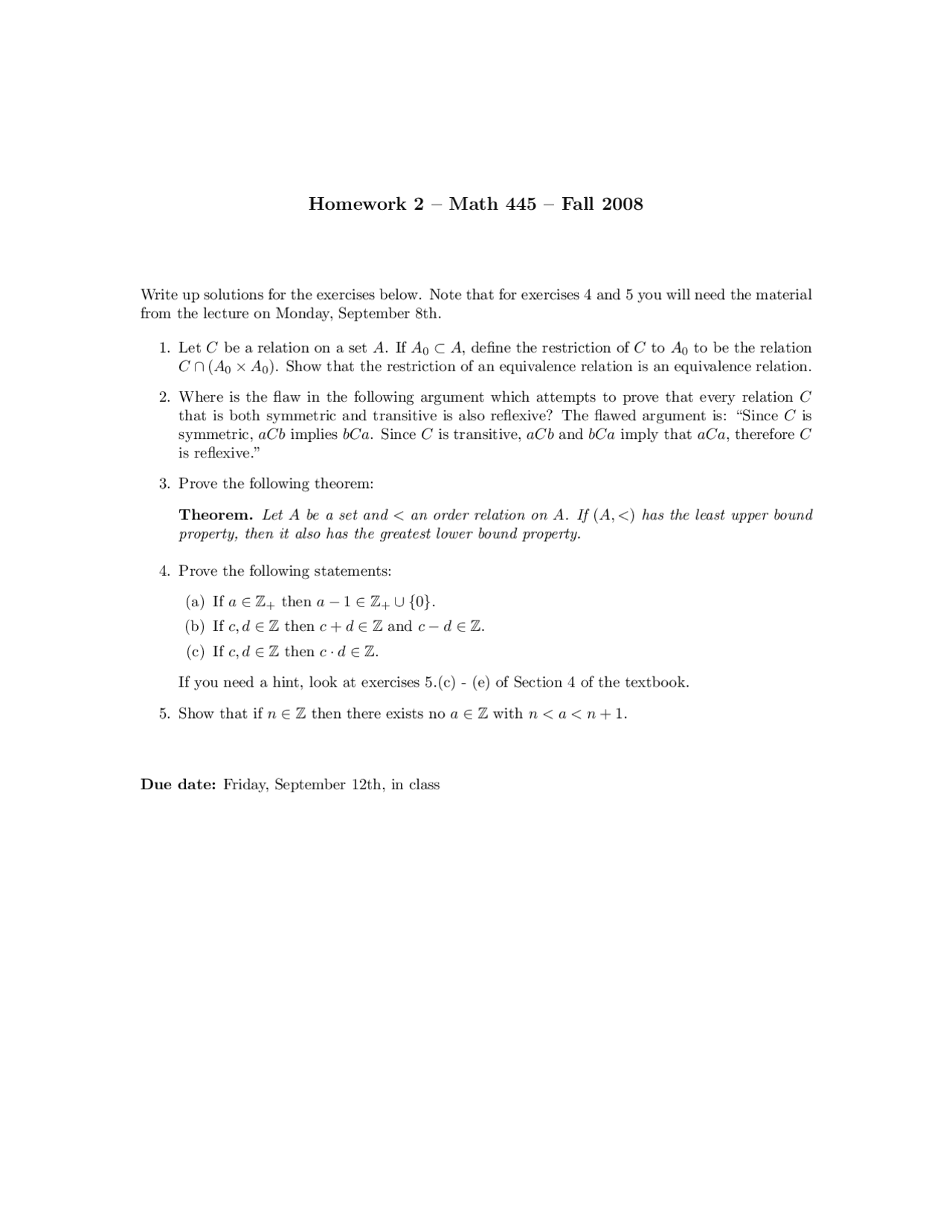 5 Questions On Introduction To Topology I Assignment 2 Math 445