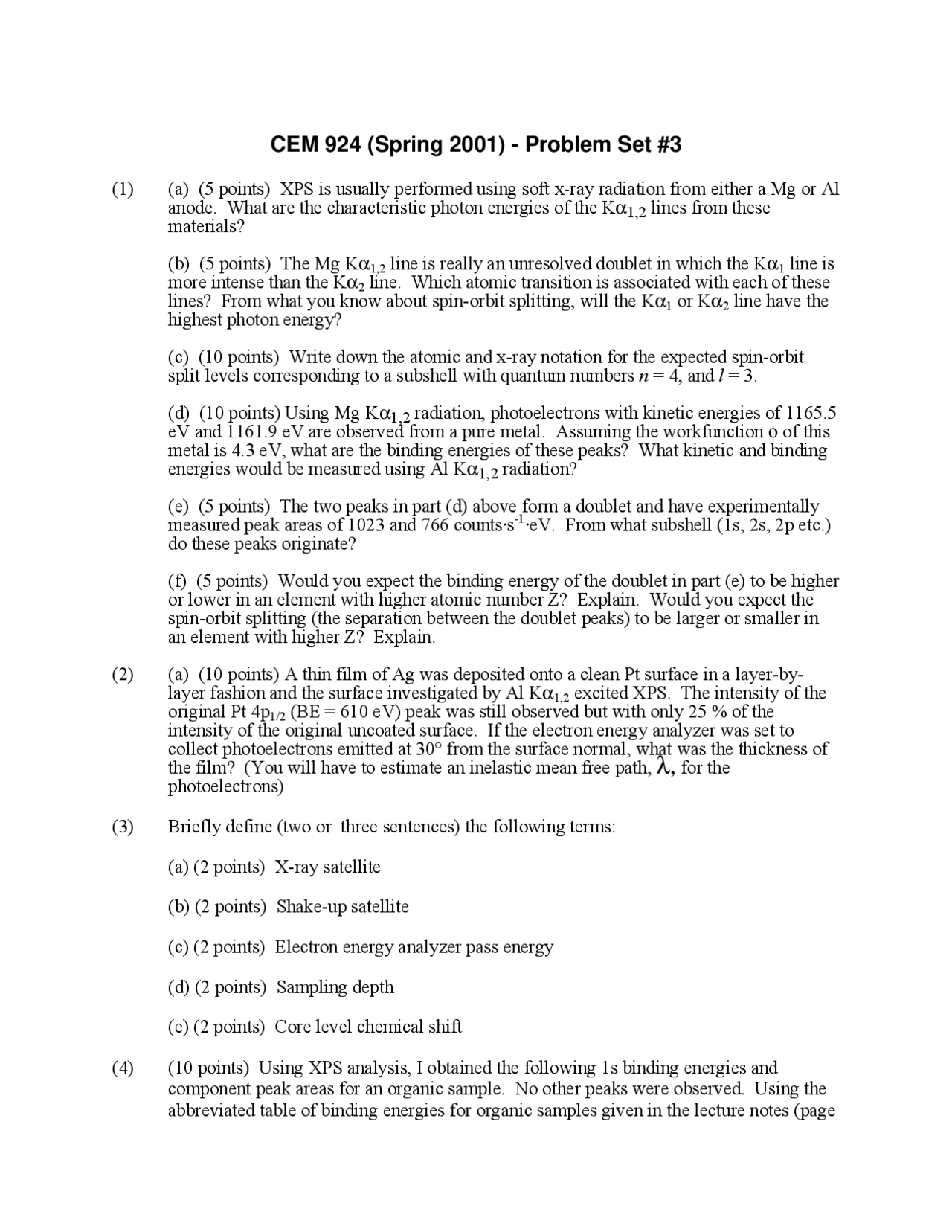 Problem Set 3 With Practice Problems On Analytical Chemistry Cem 924
