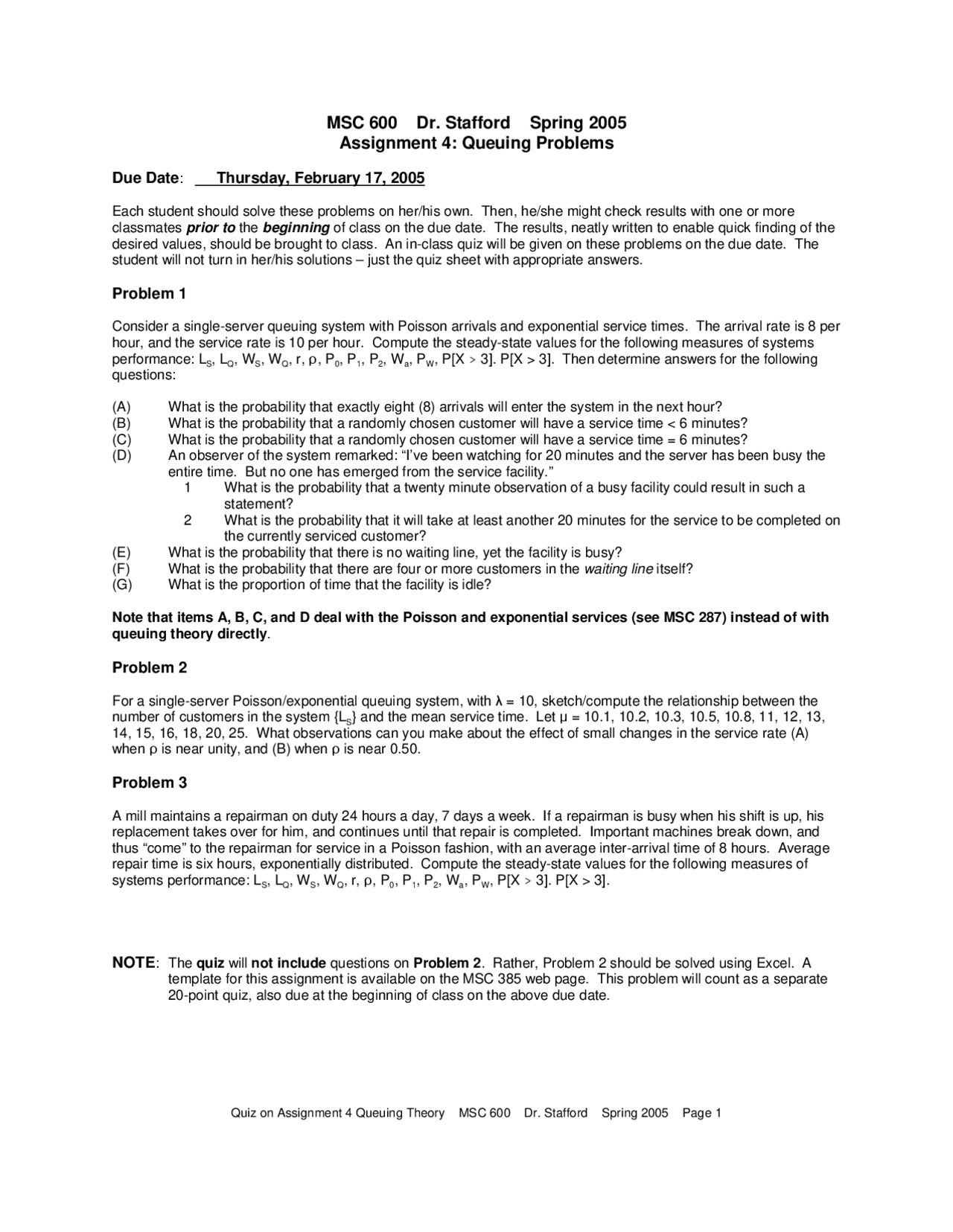 Operations Management Assignment 4 Sample Questions Msc 600 Docsity