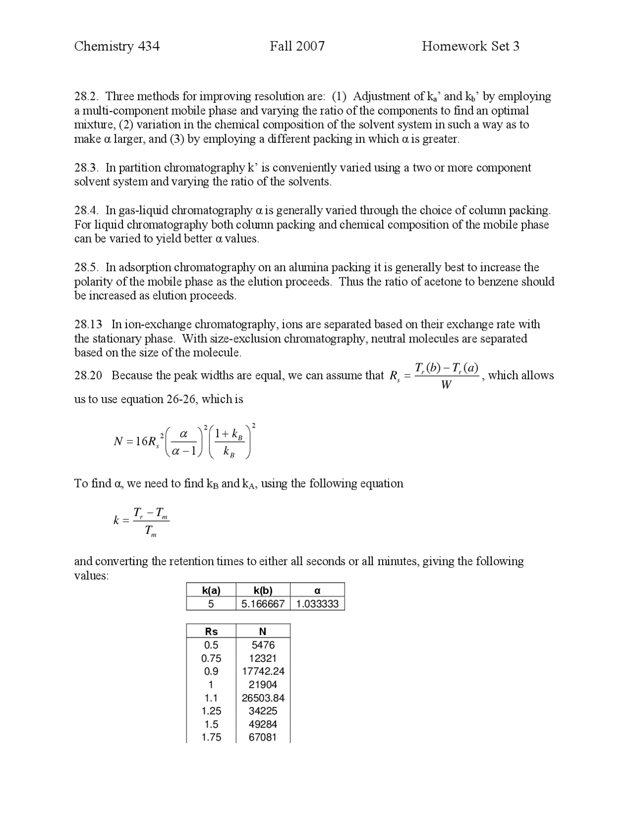 Practice Problems on Analytical Chemistry - Homework Set 3 | CEM 434 ...
