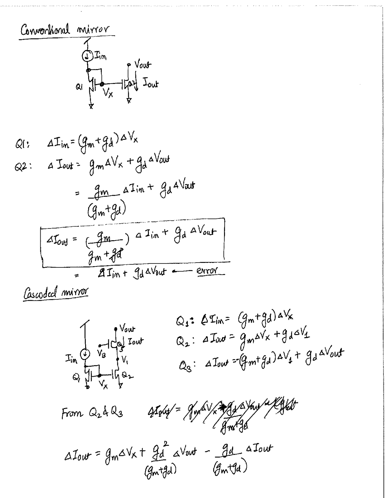 Conventional Mirror Mixed Signal Circuit Design Handwritten Notes