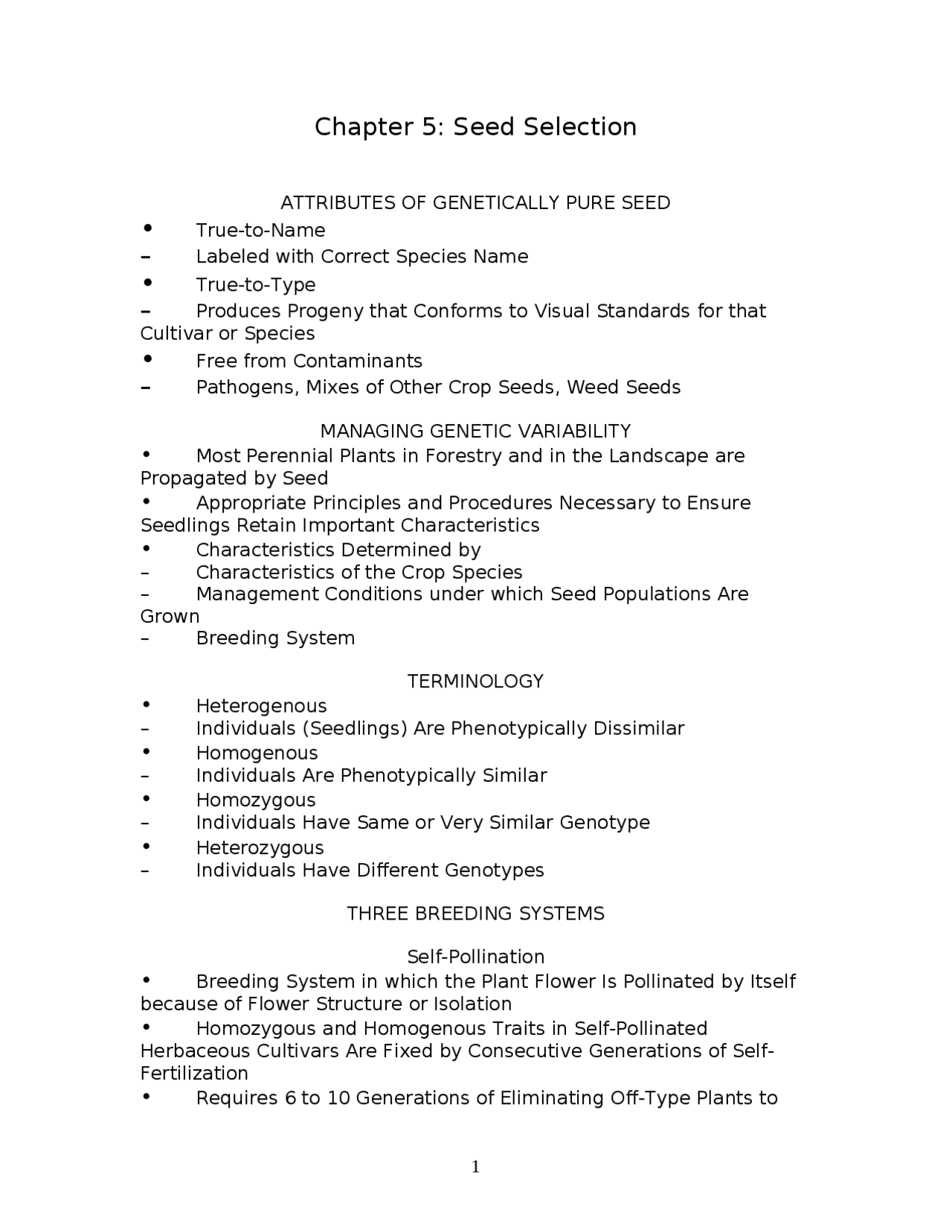 Lecture Notes on Seed Selection - Plant Propagation | AGH 573 - Docsity