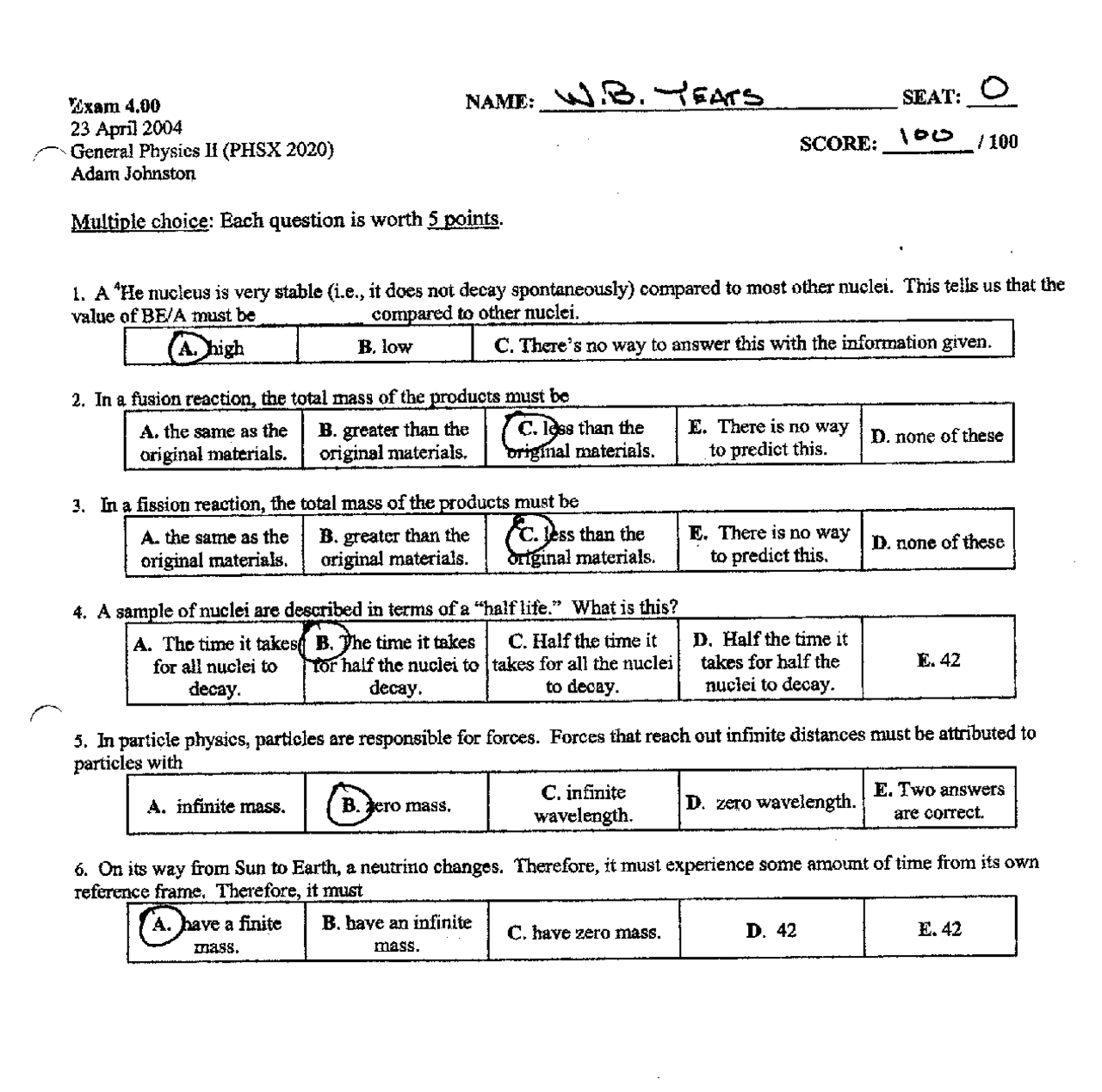 General Physics Ii Solved Final Exam Phys 2020 Docsity