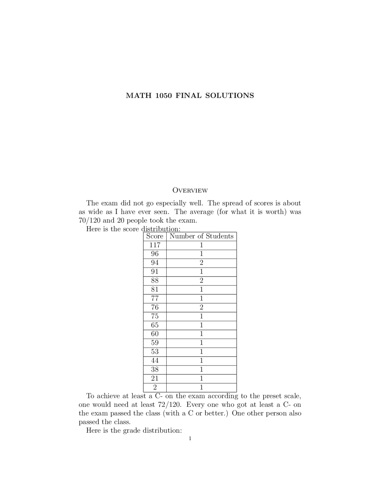 Final Exam Questions with Solutions - QL College Algebra | MATH 1050 ...