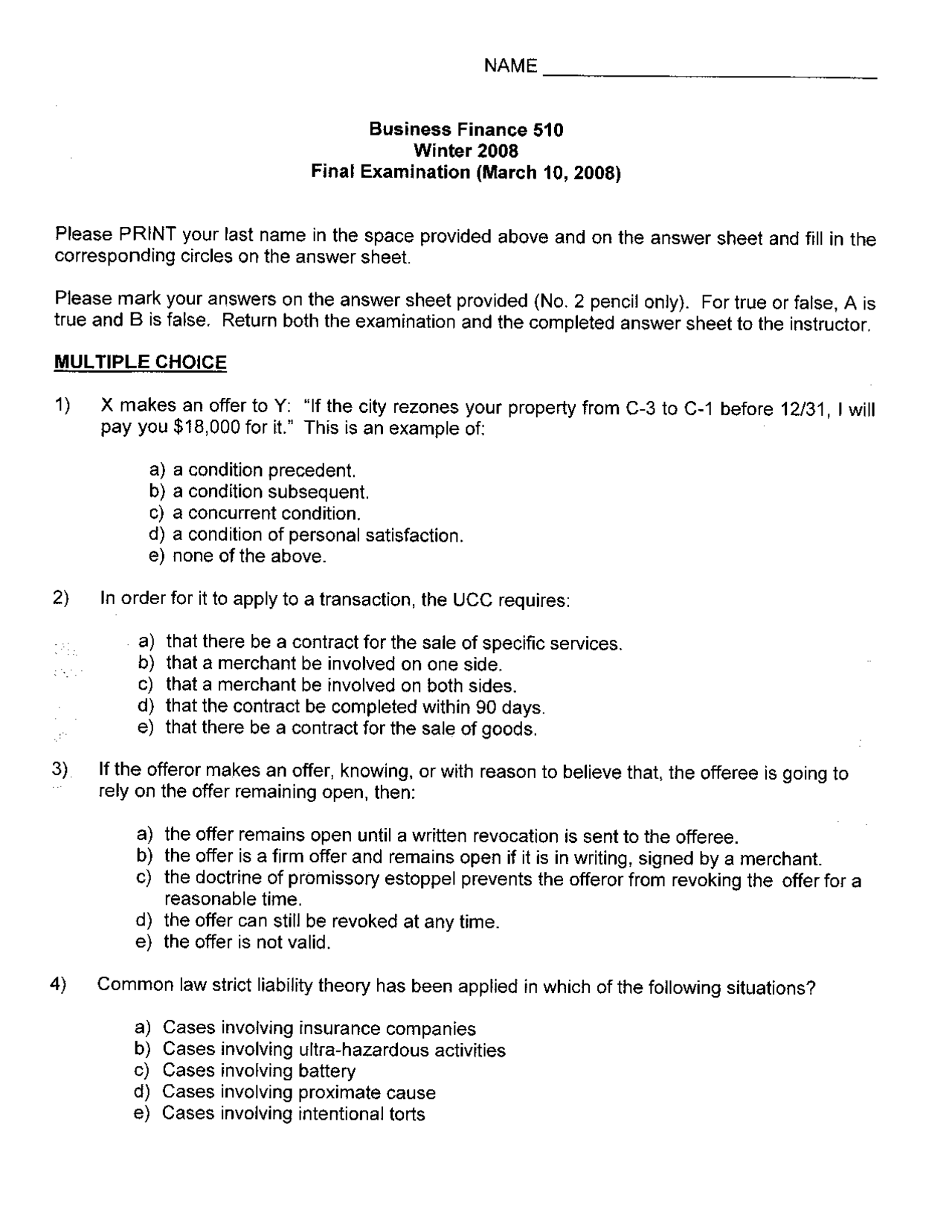 Legal Environment of Business - Final Exam | BUSFIN 510 - Docsity