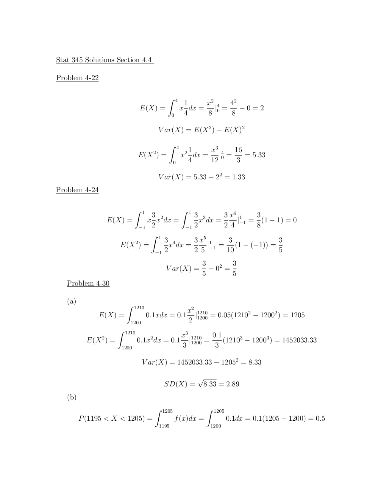 Assignment 4 Solutions | Mathematical Statistics and Probability Theory ...