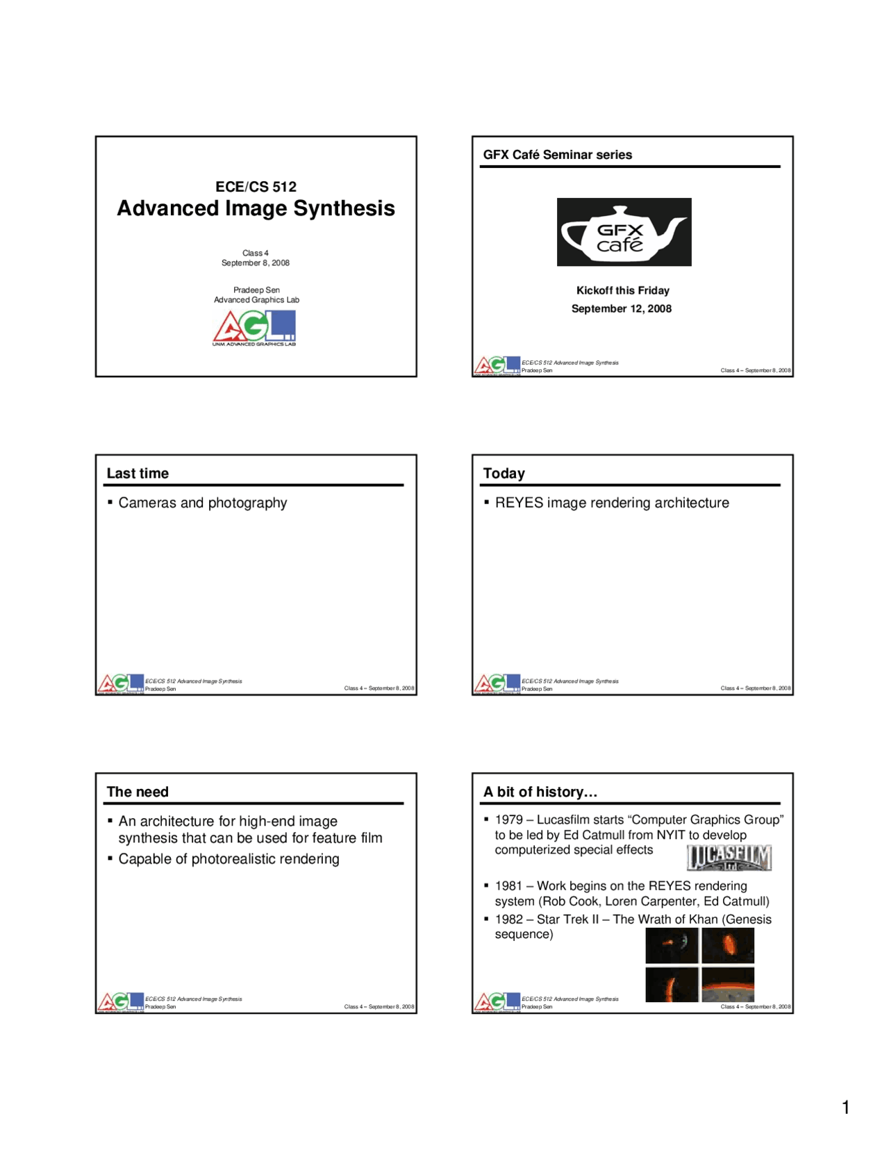 REYES Image Rendering Architecture - Lecture Slides | CS 512 - Docsity