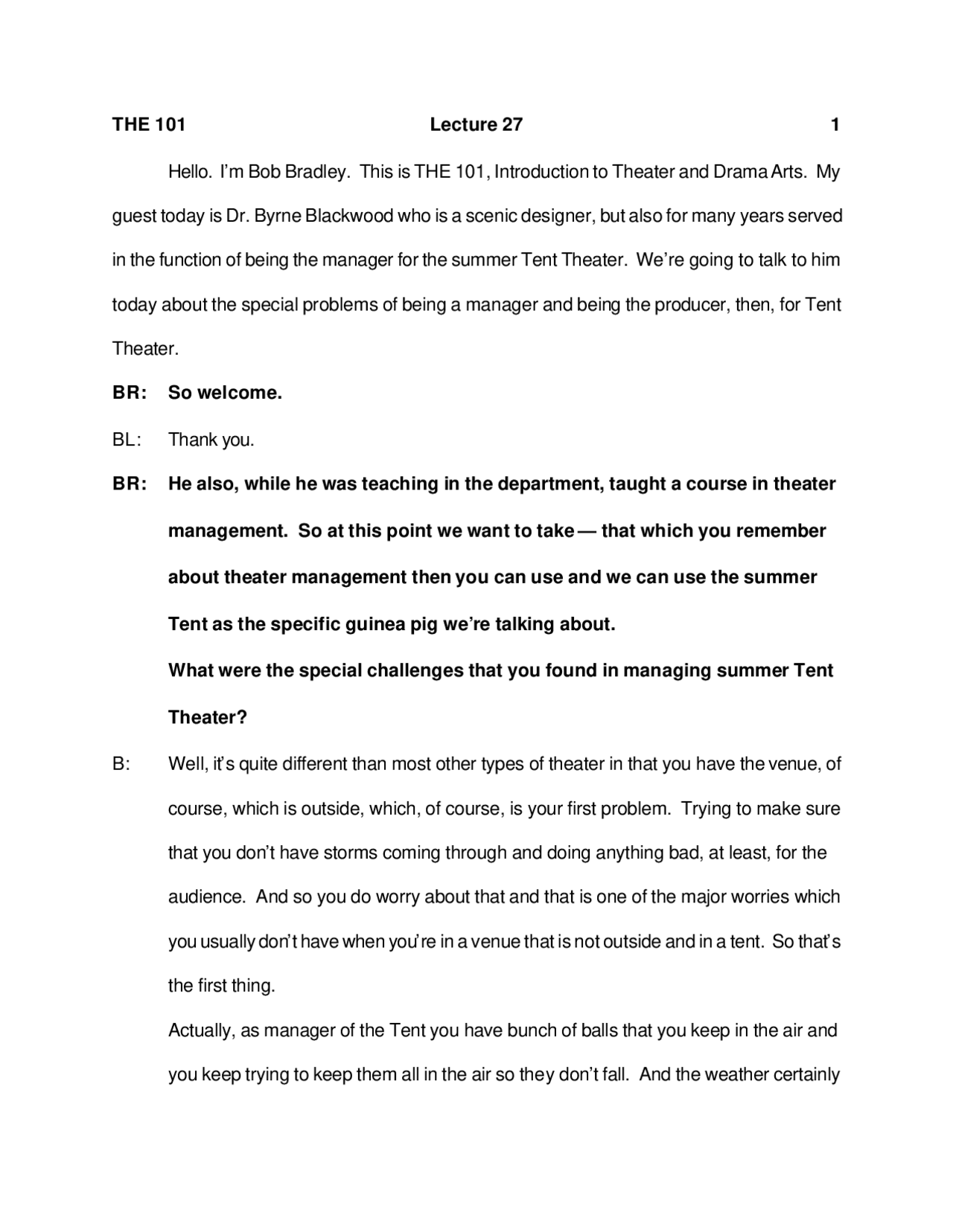 Notes on Introduction to Theatre and Drama Arts - Lecture 27 | THE 101 ...