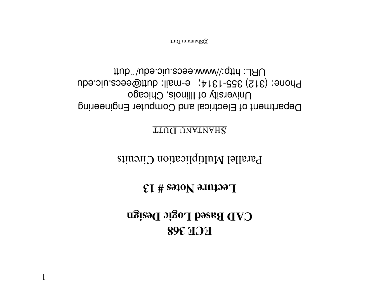 Parallel Multiplication Circuits Lecture Slides Ece 368 Docsity