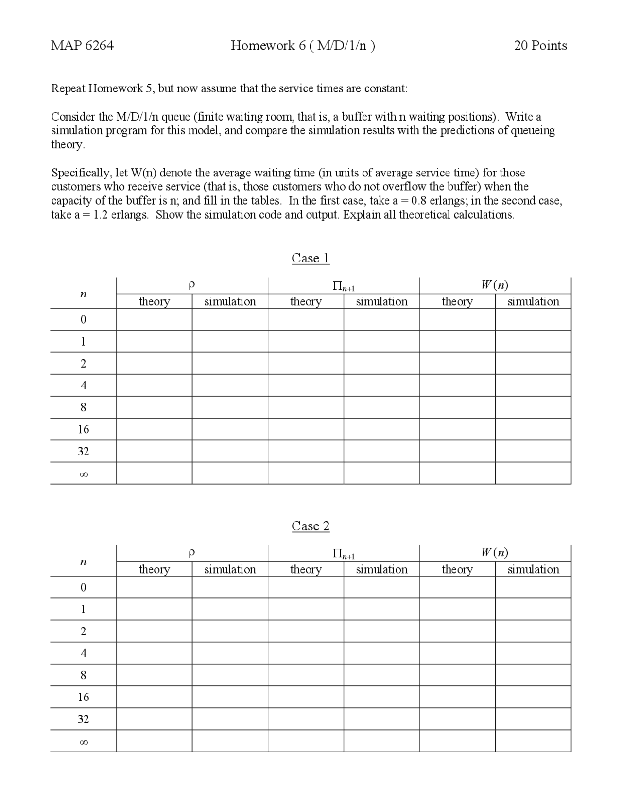 Homeworkmd1n Queuing Theory Map 6264 Docsity