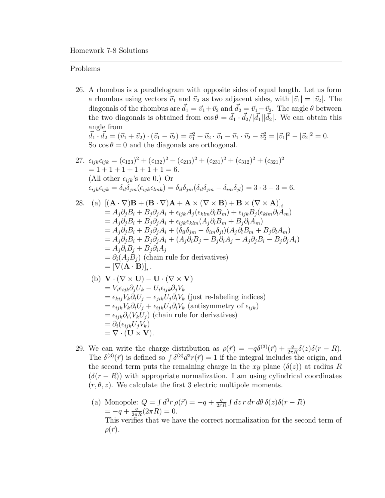 Homework 7 8 Solutions Methods Of Theoretical Physics Phy 810 Docsity