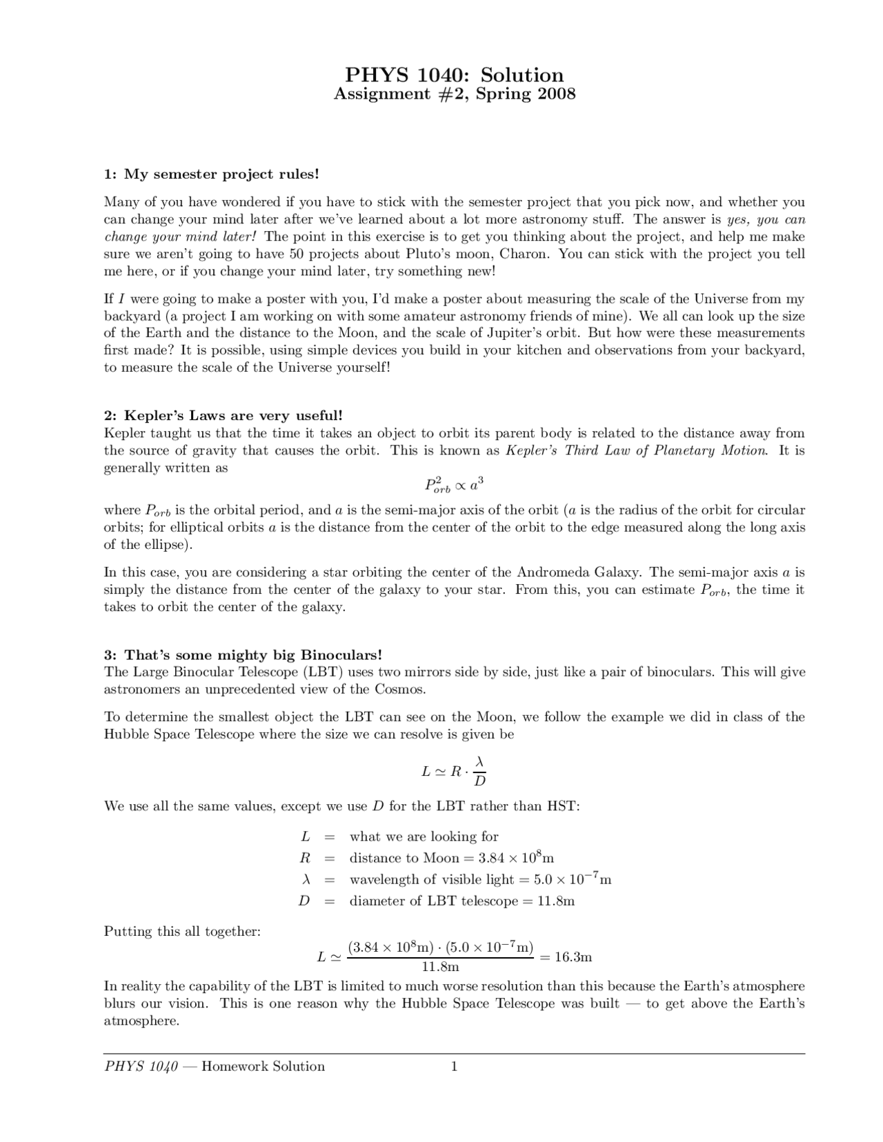 Solved Problems On Earth Atmosphere Assignment Phys 1040 Docsity