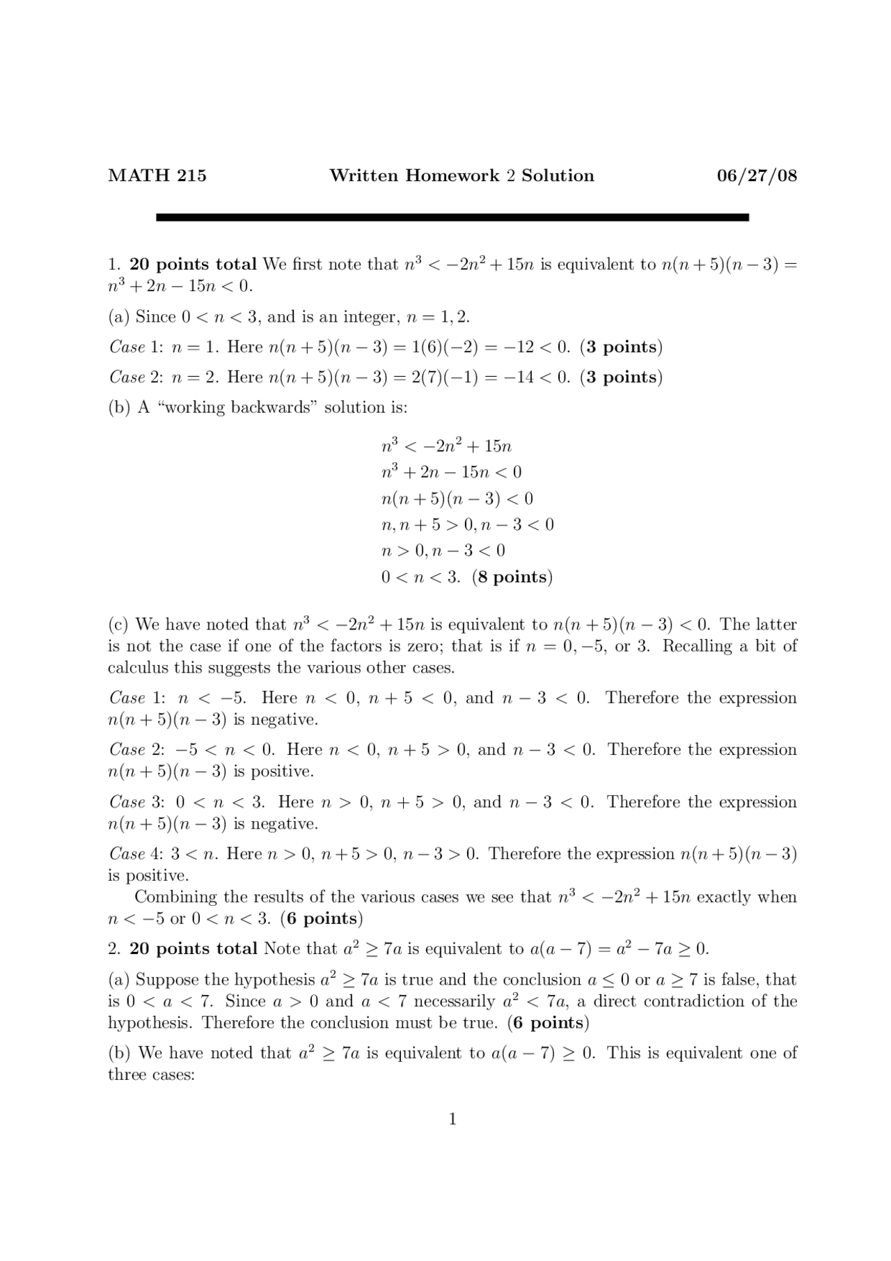 Homework 2 Solutions For Introduction To Advanced Mathematics Math