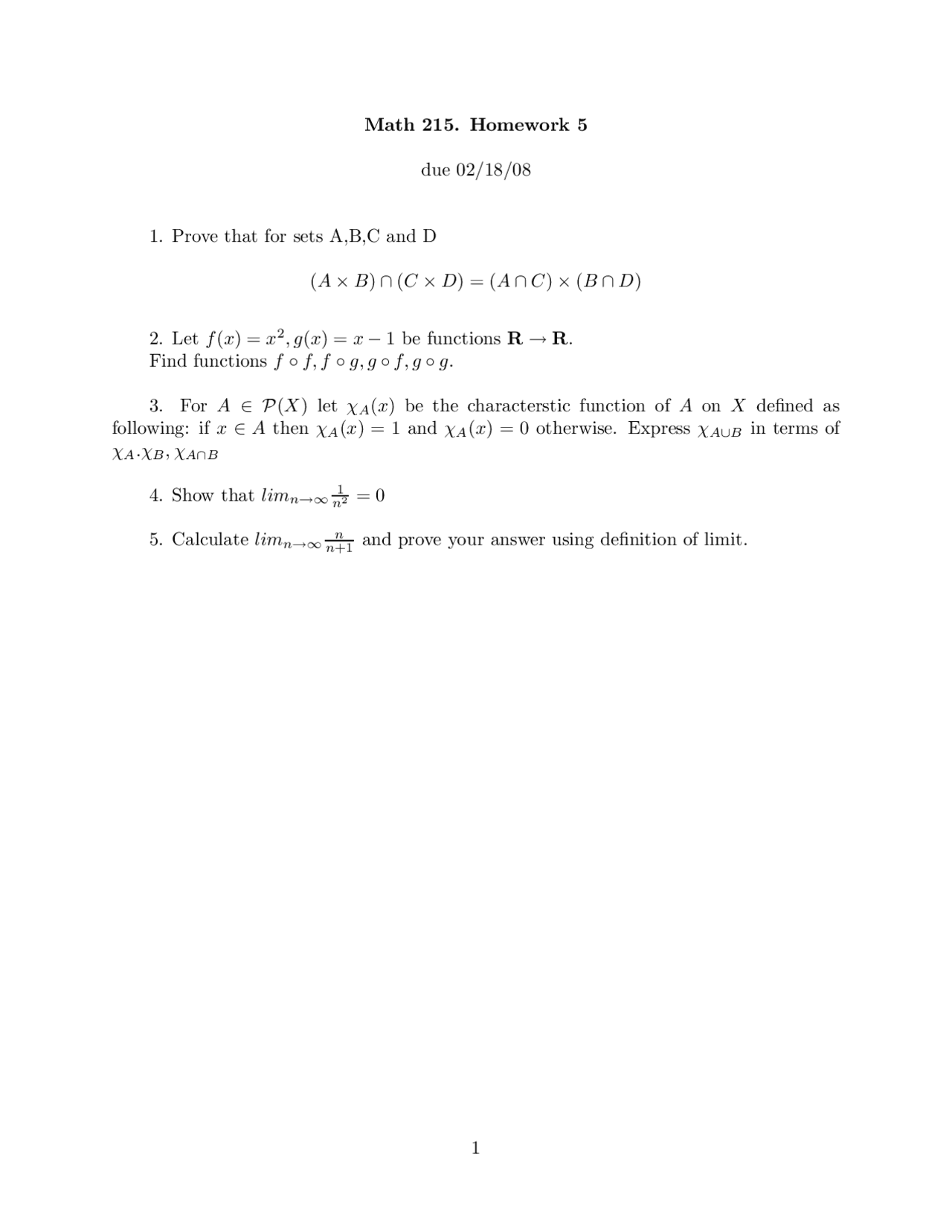 5 Questions On Introduction To Advanced Mathematics Assignment 5