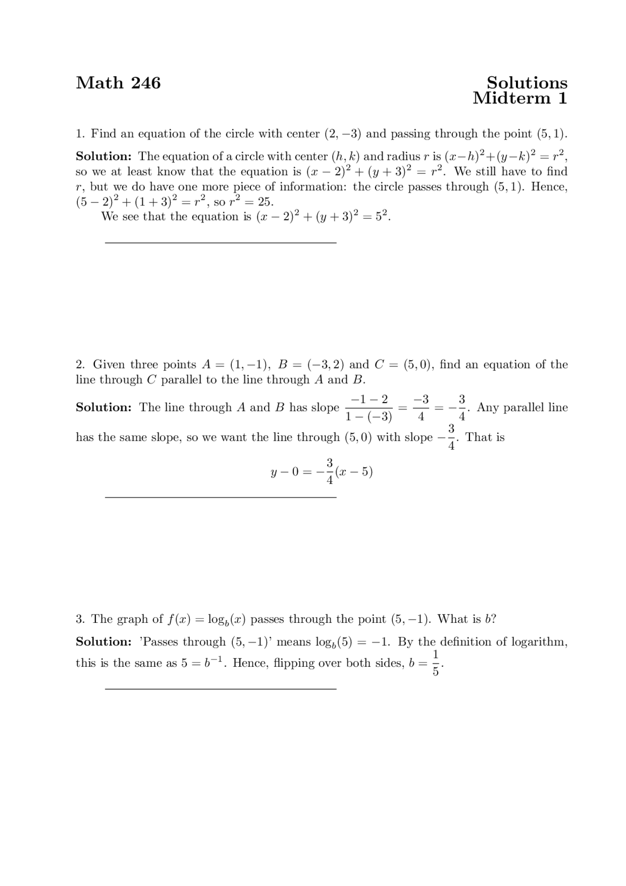 Midterm Exam Questions With Solutions Calculus For Biology Science