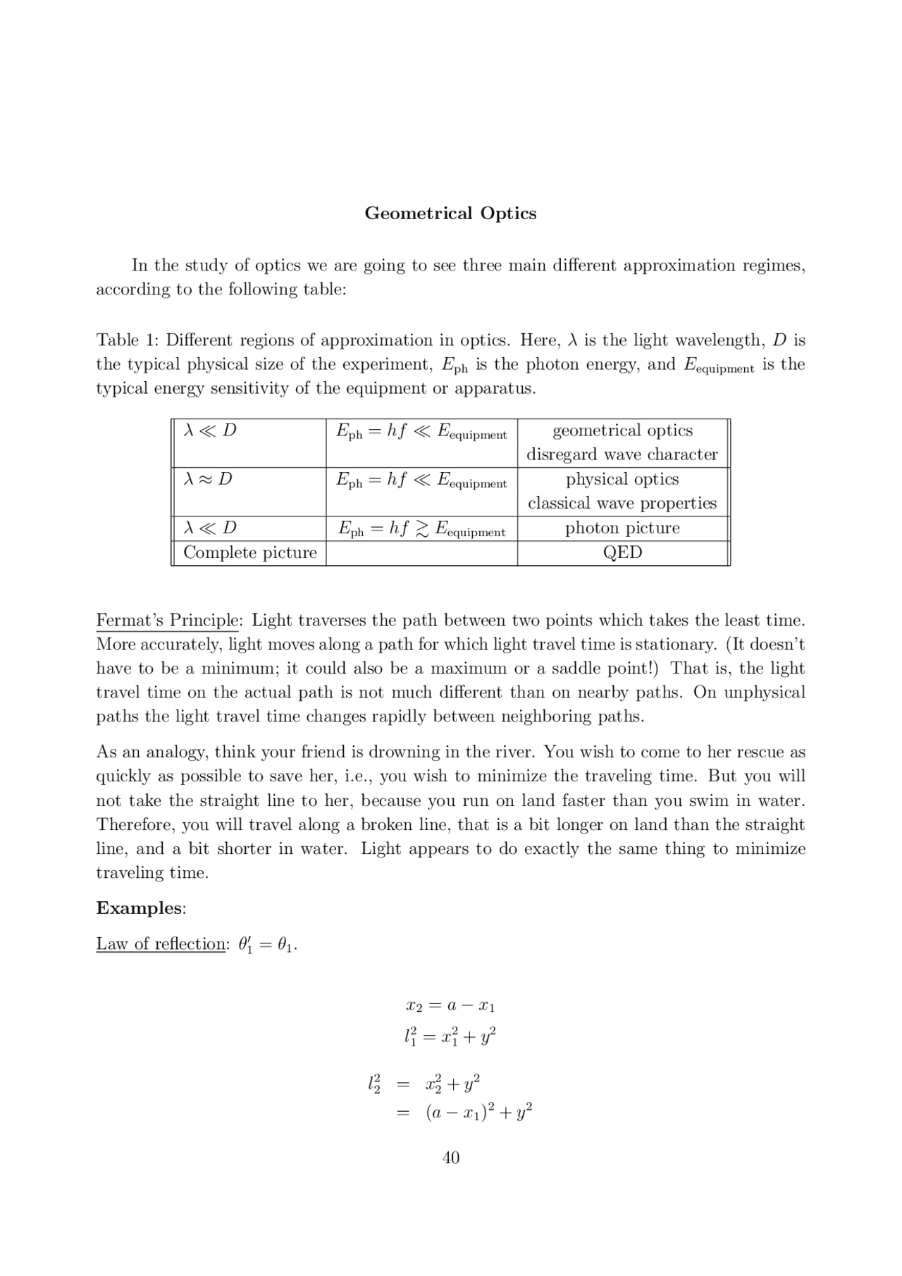 Lecture Handout For Geometrical Optics Ph 113 Docsity