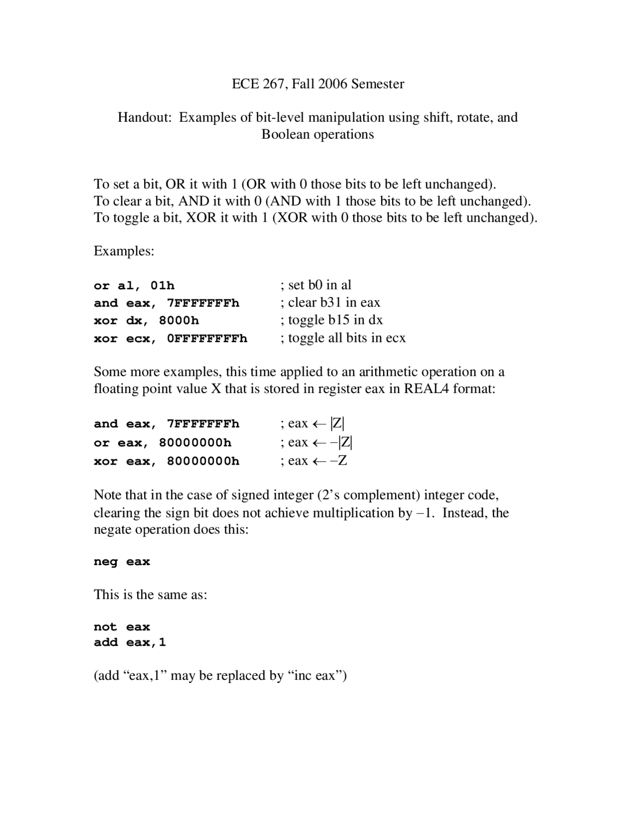 Examples of Bit Level Manipulation Using Shift, Rotate and Boolean ...