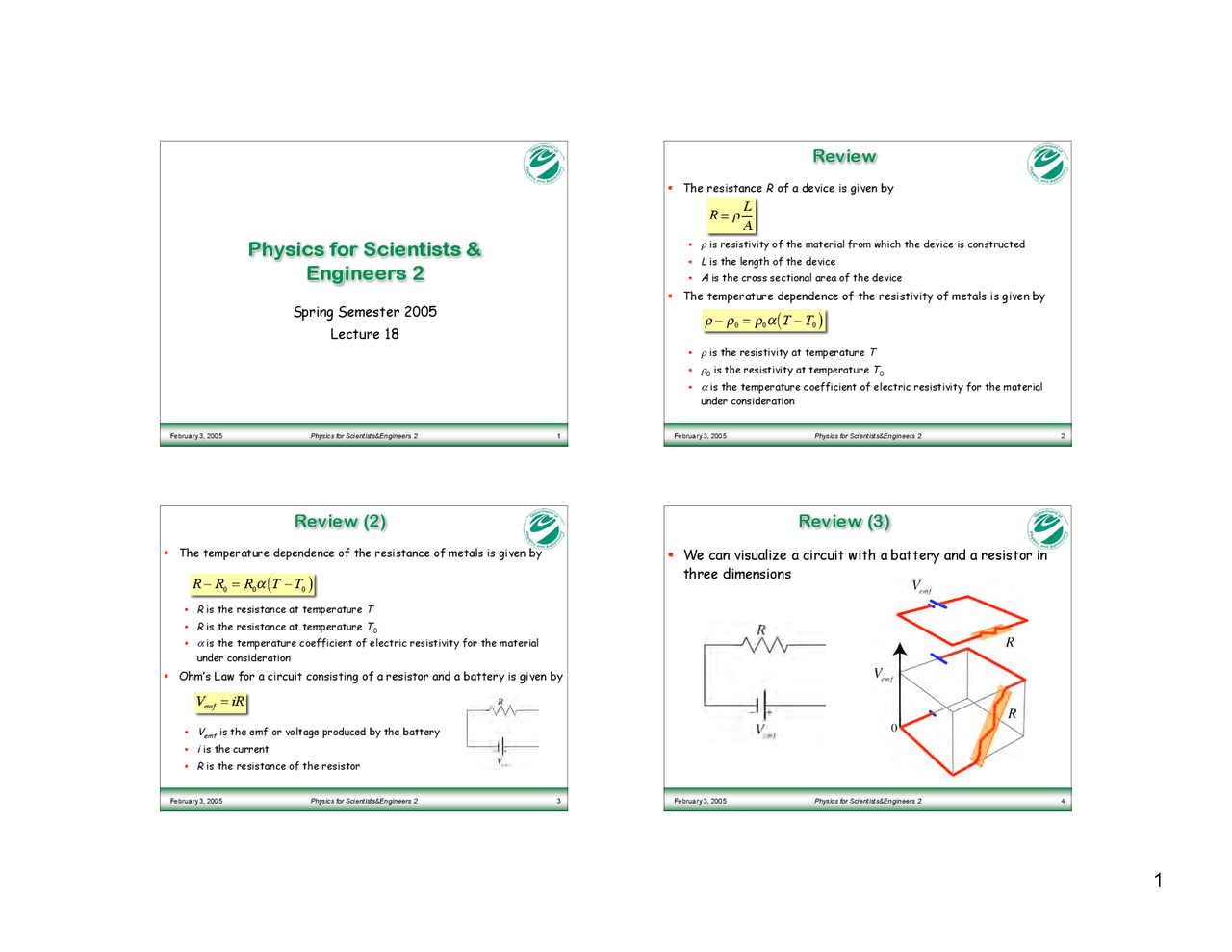 Introduction To Resistance In Series Lecture Slides Phy 184 Docsity