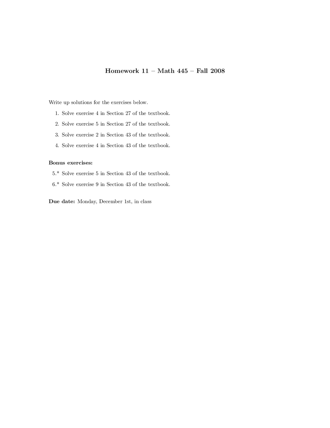 Introduction To Topology I Questions For Assignment 11 Math 445 Docsity