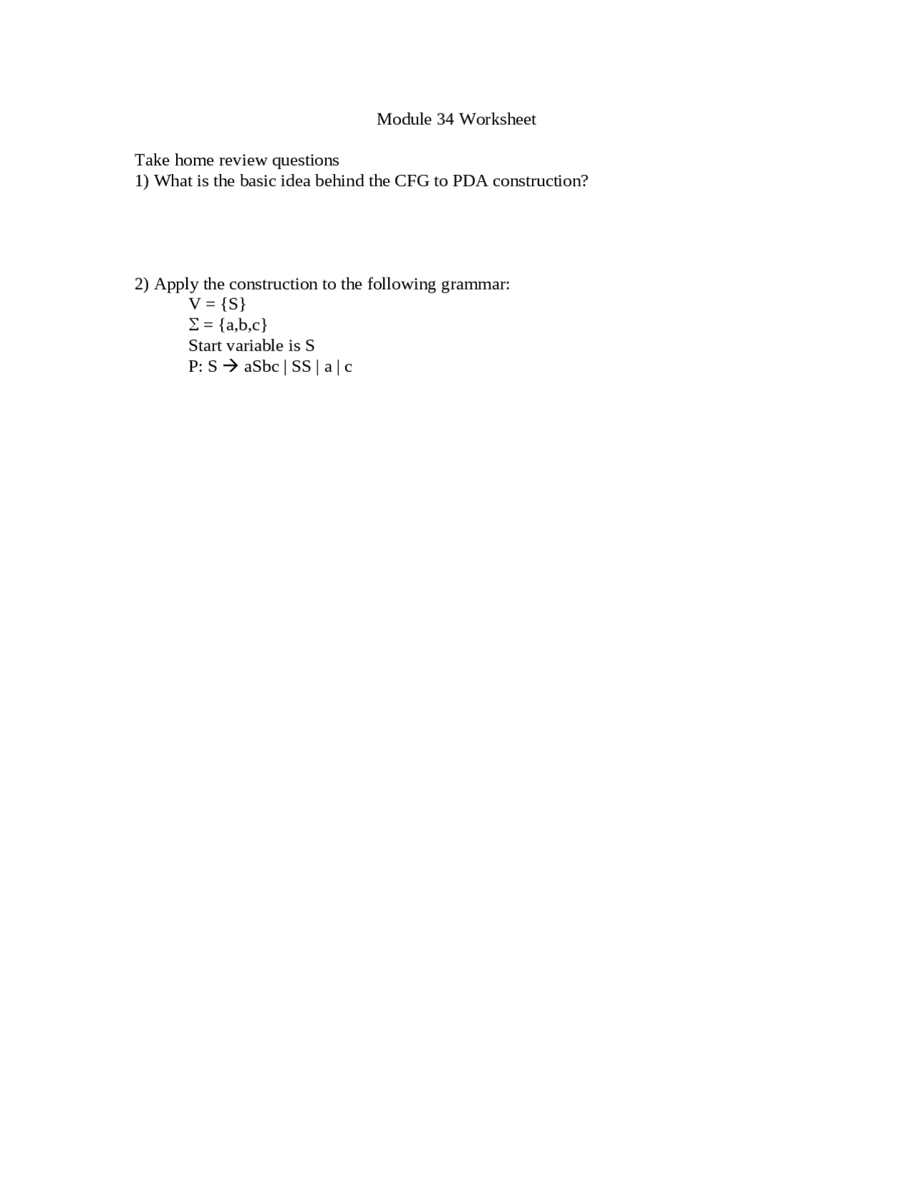 Module 34 Worksheet Computability And Languages Cse 460 Docsity