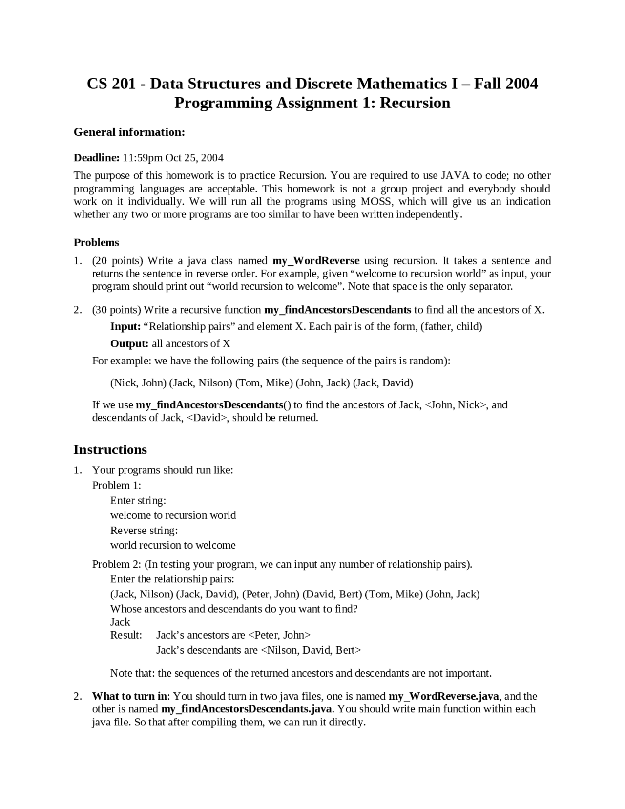 Recursion Assignment 1 Data Structures And Discrete Mathematics I