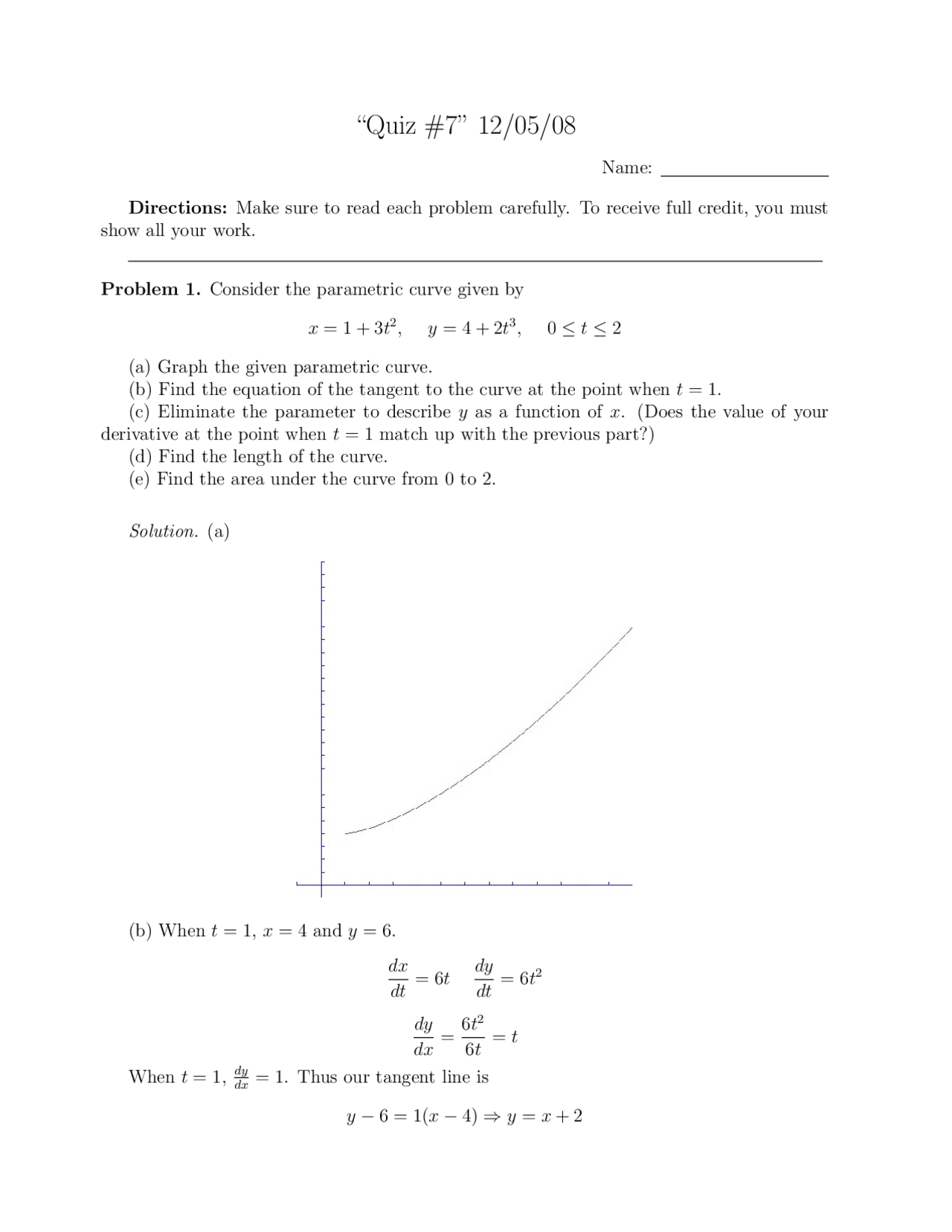 2 Solved Problems on Parametric Equations - Quiz 7 | MATH 253 | Quizzes ...