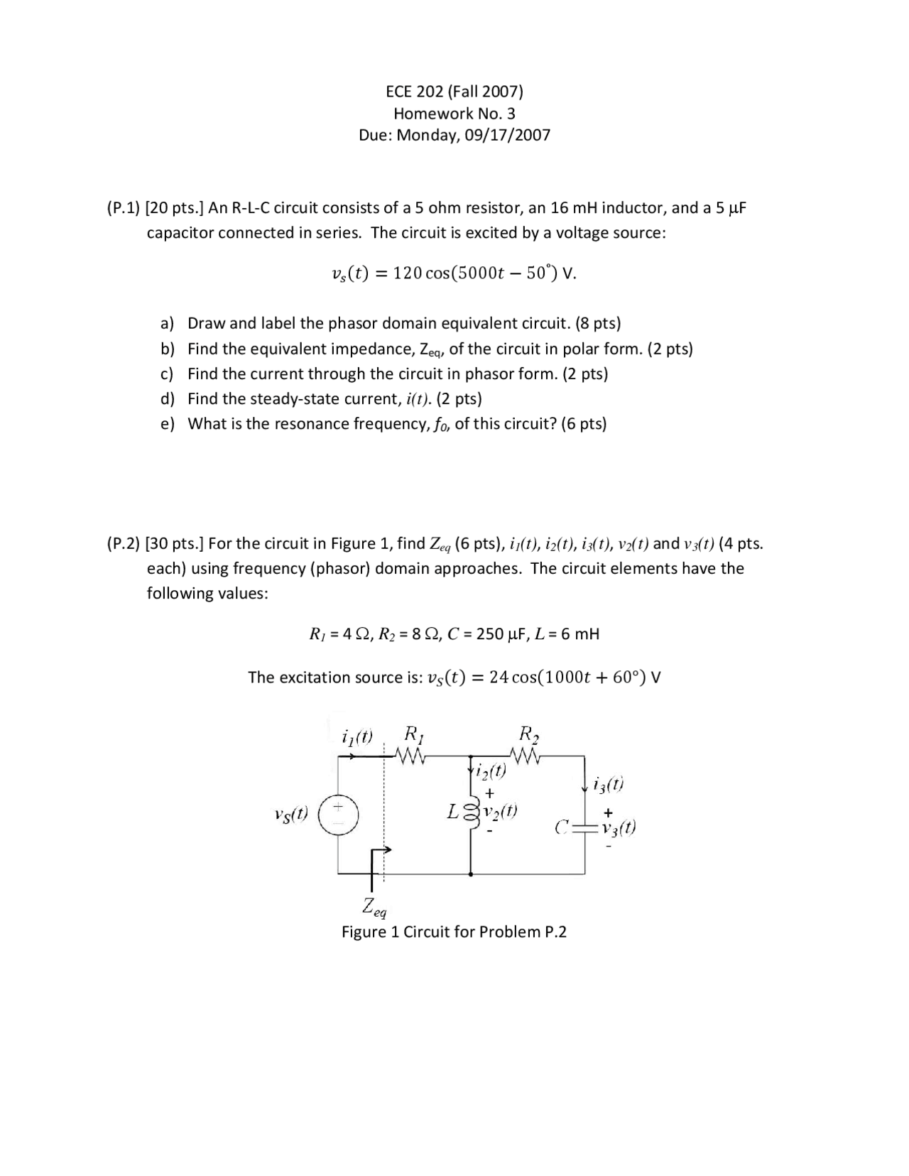 Circuits And Systems Ii Homework Set 3 Ece 202 Docsity