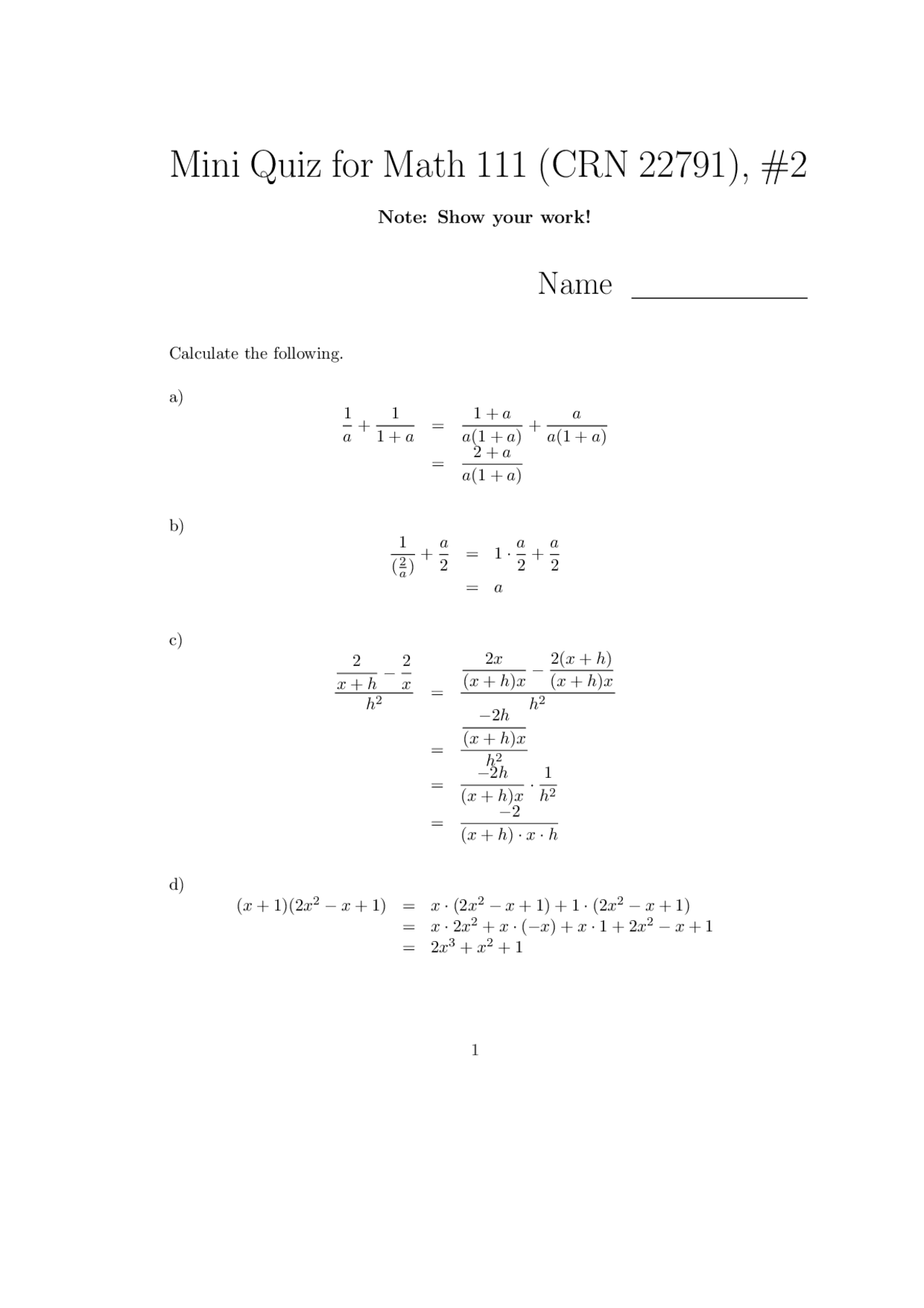 Quiz 2 With Solutions For College Algebra MATH 111 Docsity quiz-2-with-solutions-for-college-algebra-math-111-docsity