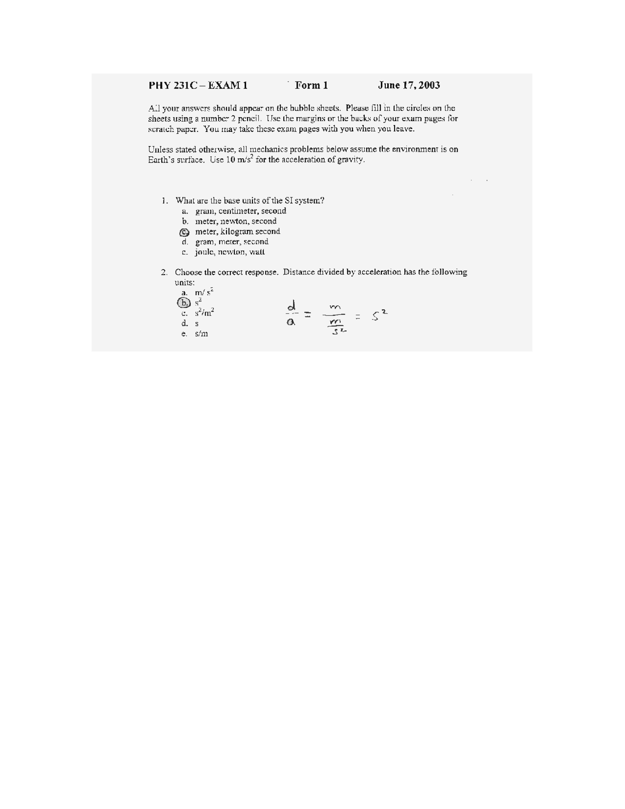 Test One Mcqs Solved Introductory Physics I Phy 231c Docsity