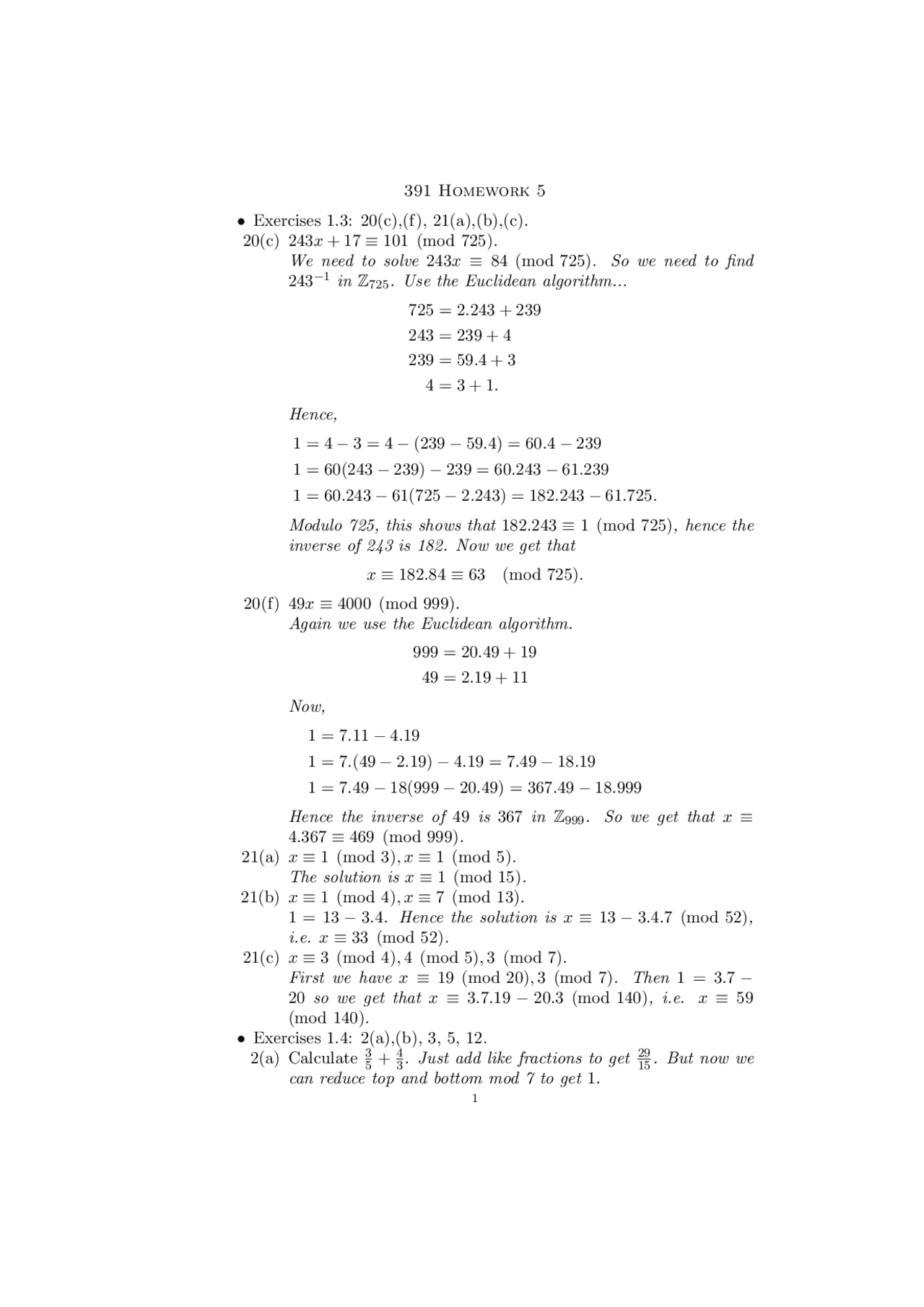Practice Questions For Assignment 5 Fundamental Of Abstract Algebra