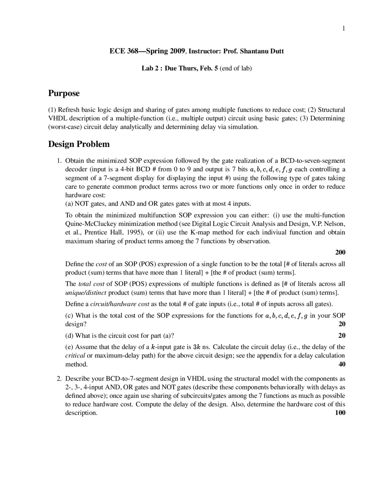 Cad Based Digital Design Simulation And Testing Lab 2 Ece 368