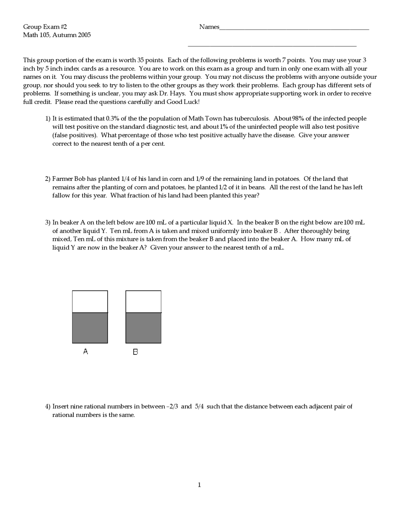 Group Exam For Fundamental Mathematics Concepts For Teachers I Math