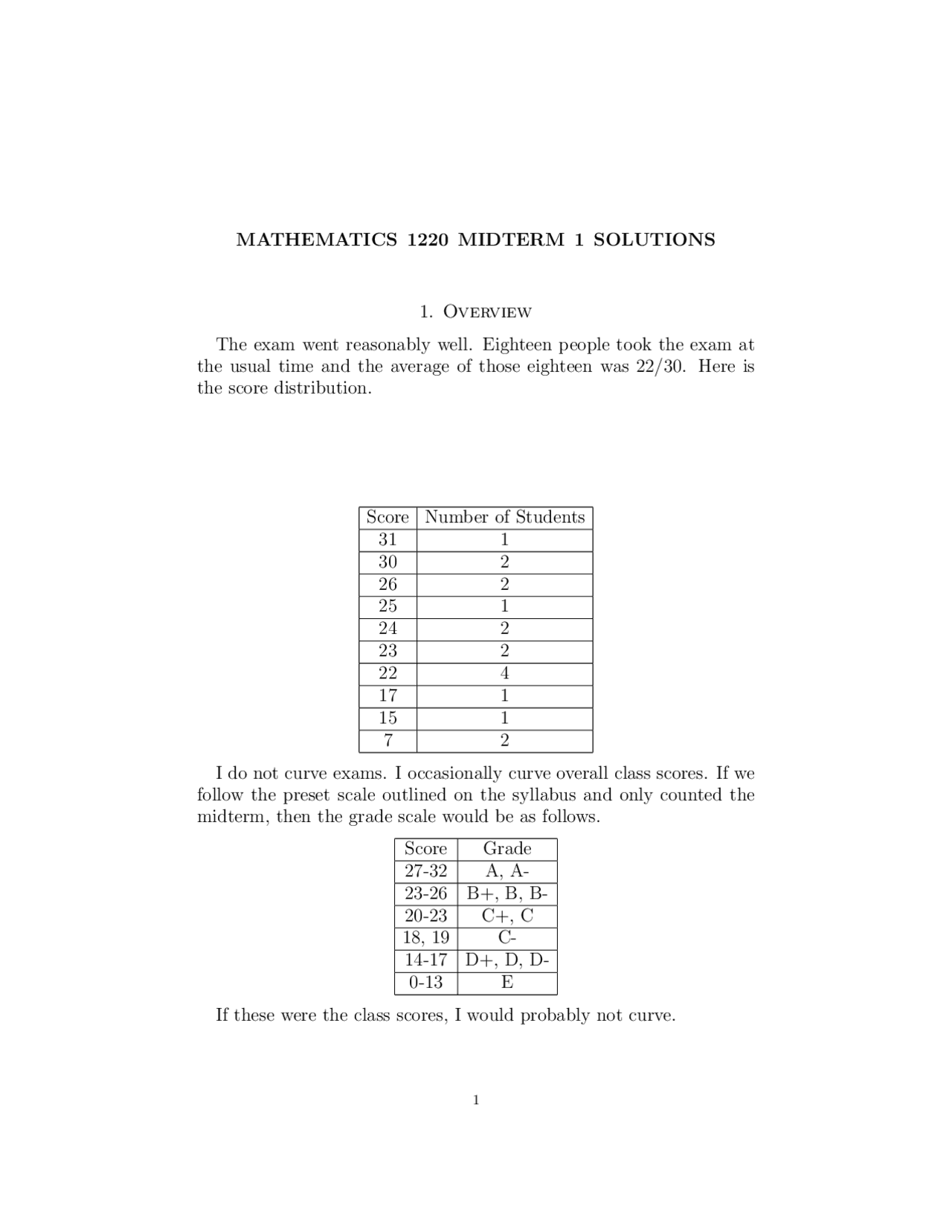 Sample Midterm 1 Solutions Calculus Ii Math 1220 Docsity