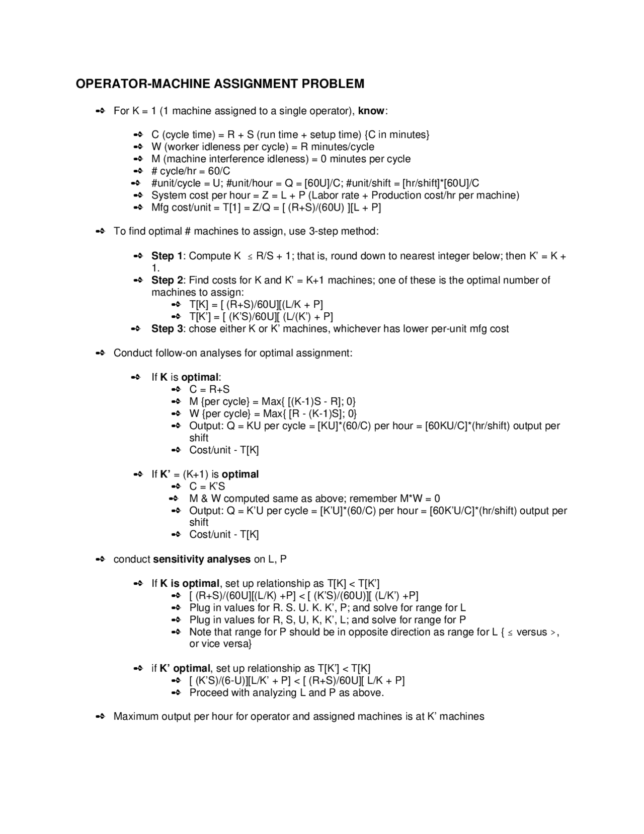 Study Guide for Assignment - Operations Analysis | MSC 385 - Docsity