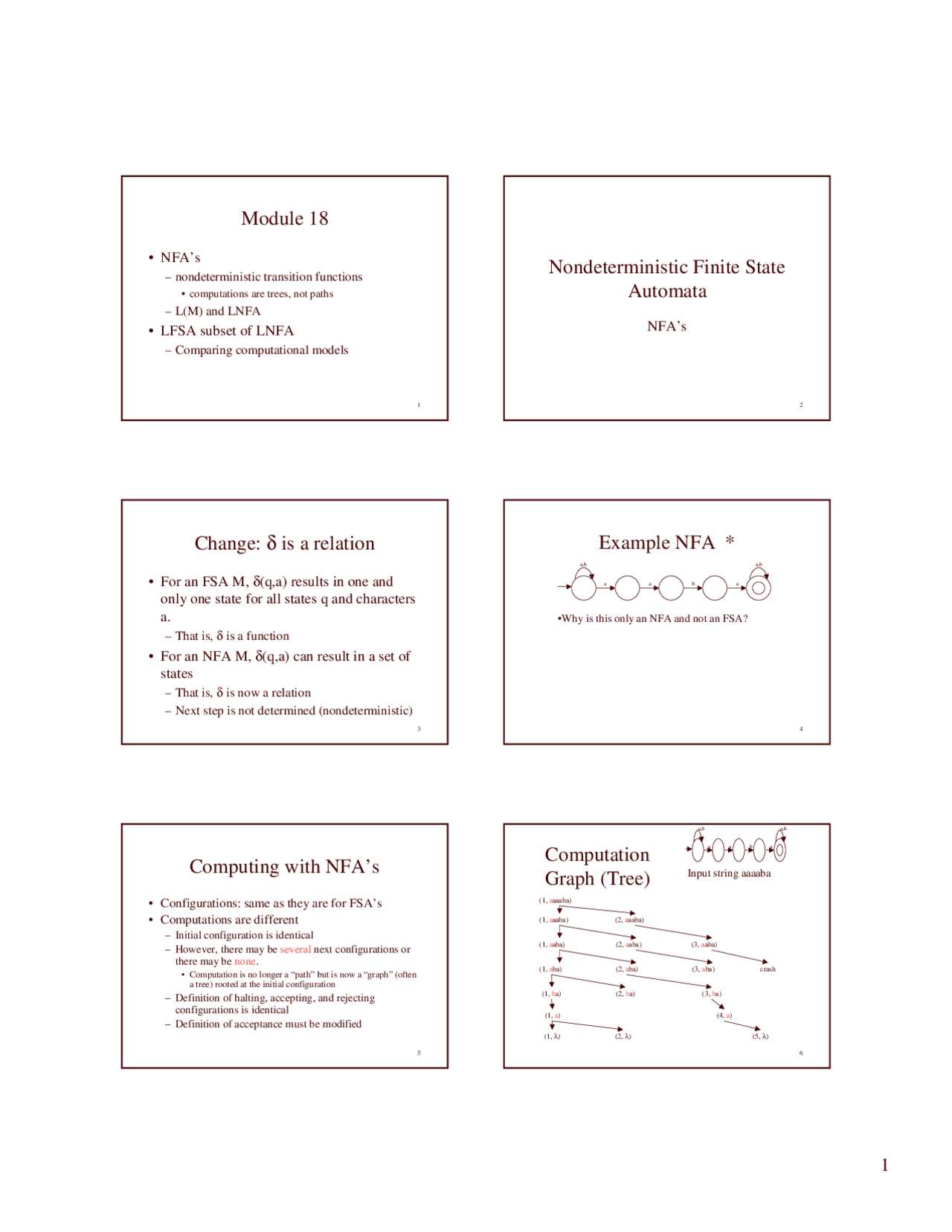 Nondeterministic Finite State Automata Lecture Slides Cse 460 Docsity