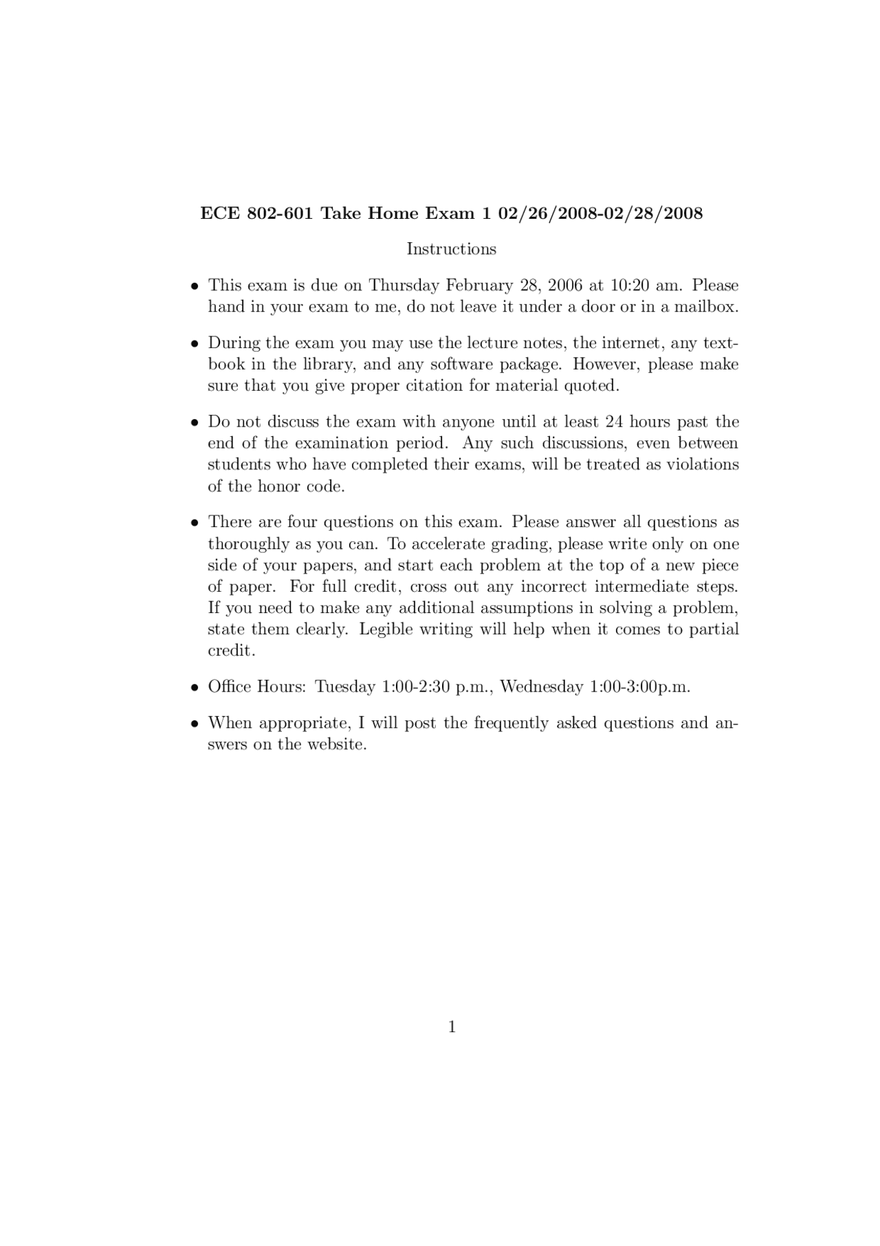 Notes On Selected Topics In Examination 1 Ece 802 Docsity