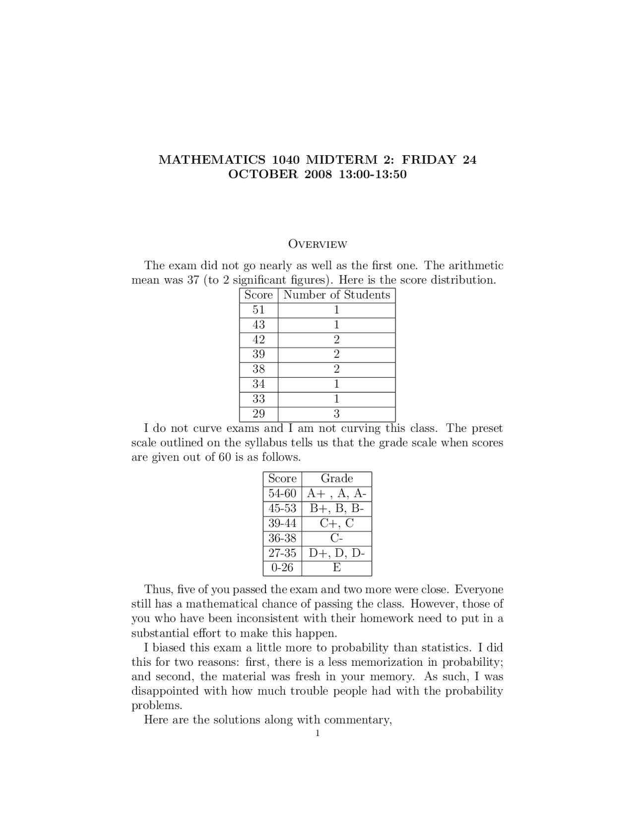 Midterm 2 Problems Ql Introduction To Statistics Math 1040 Docsity