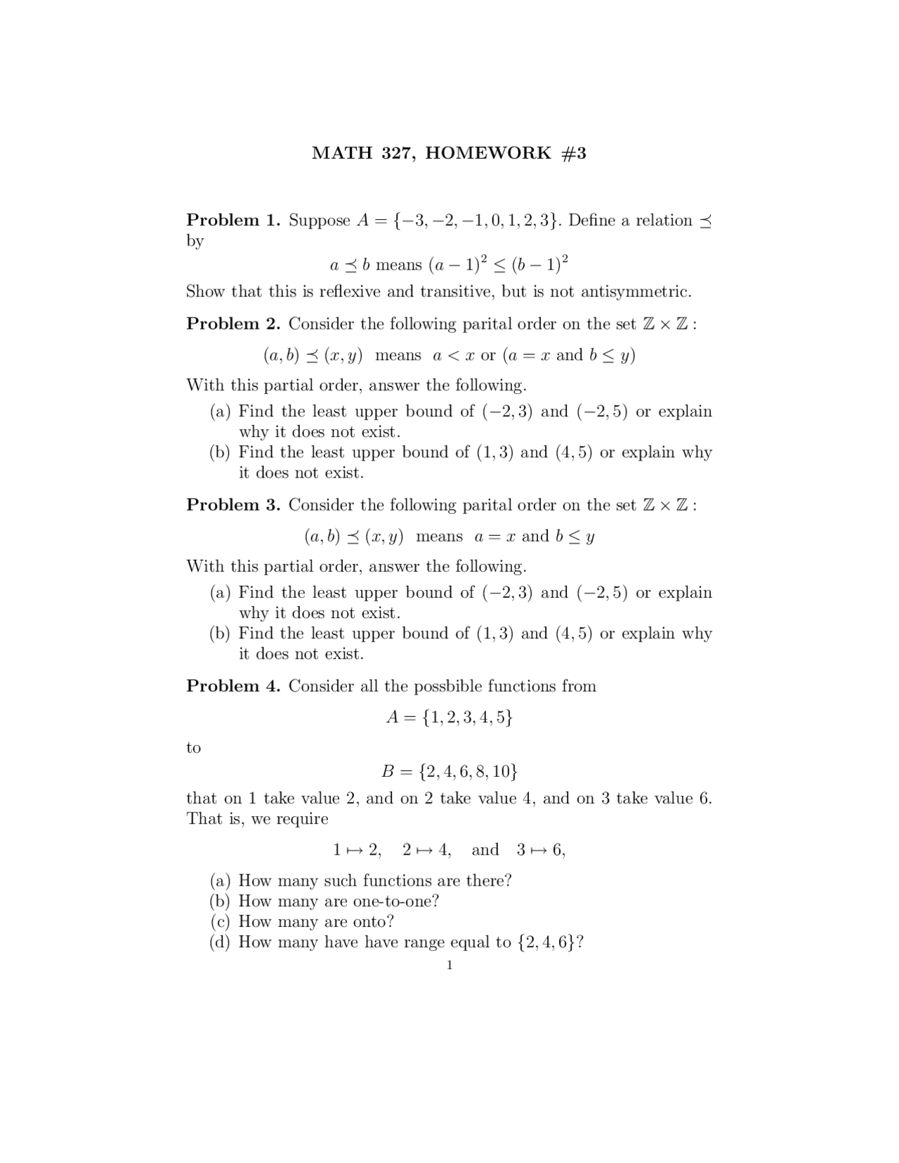 Mathematical Thinking and Discrete Structures - Assignment 3 | MATH 327 ...