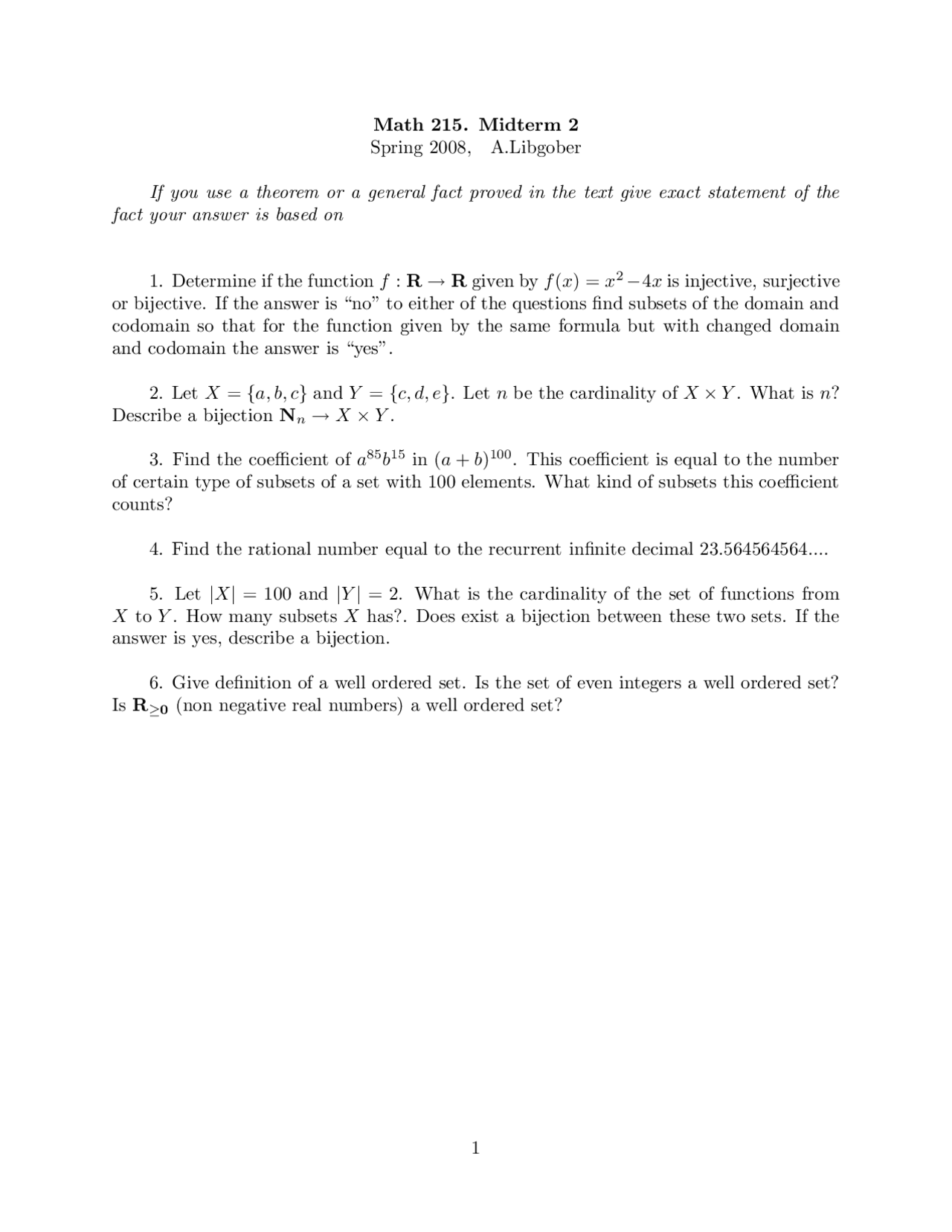 6 Problems On Introduction To Advanced Mathematics Midterm Exam