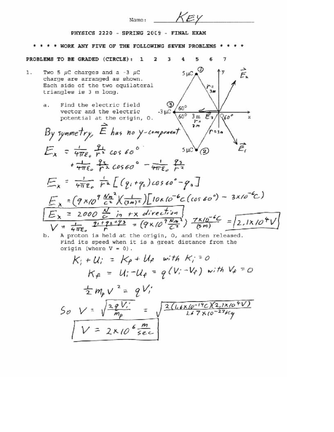 Solved Final Exam for Physics for Scientists and Engineers II | PHYS 2220 | Exams Physics | Docsity