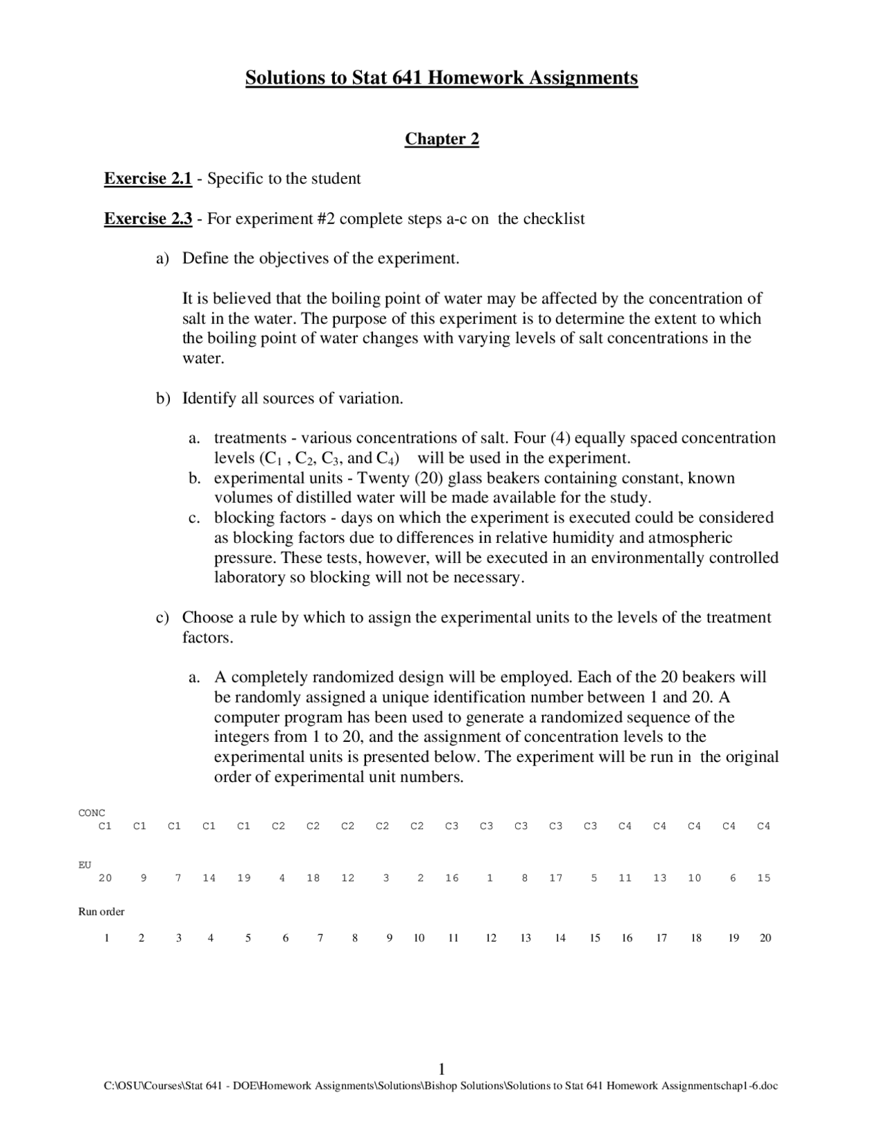 Solutions For Assignment Design And Analysis Of Experiments Stat 641 Assignments