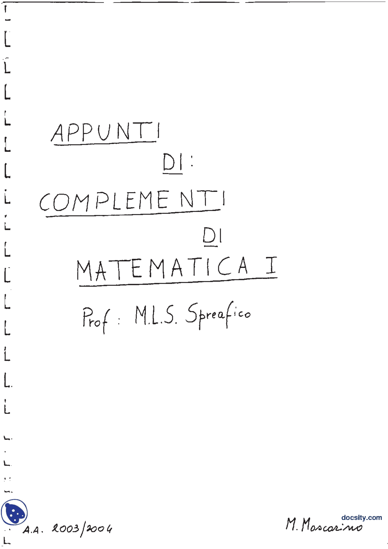 Complementi Di Matematica 1 Parte 1 Docsity